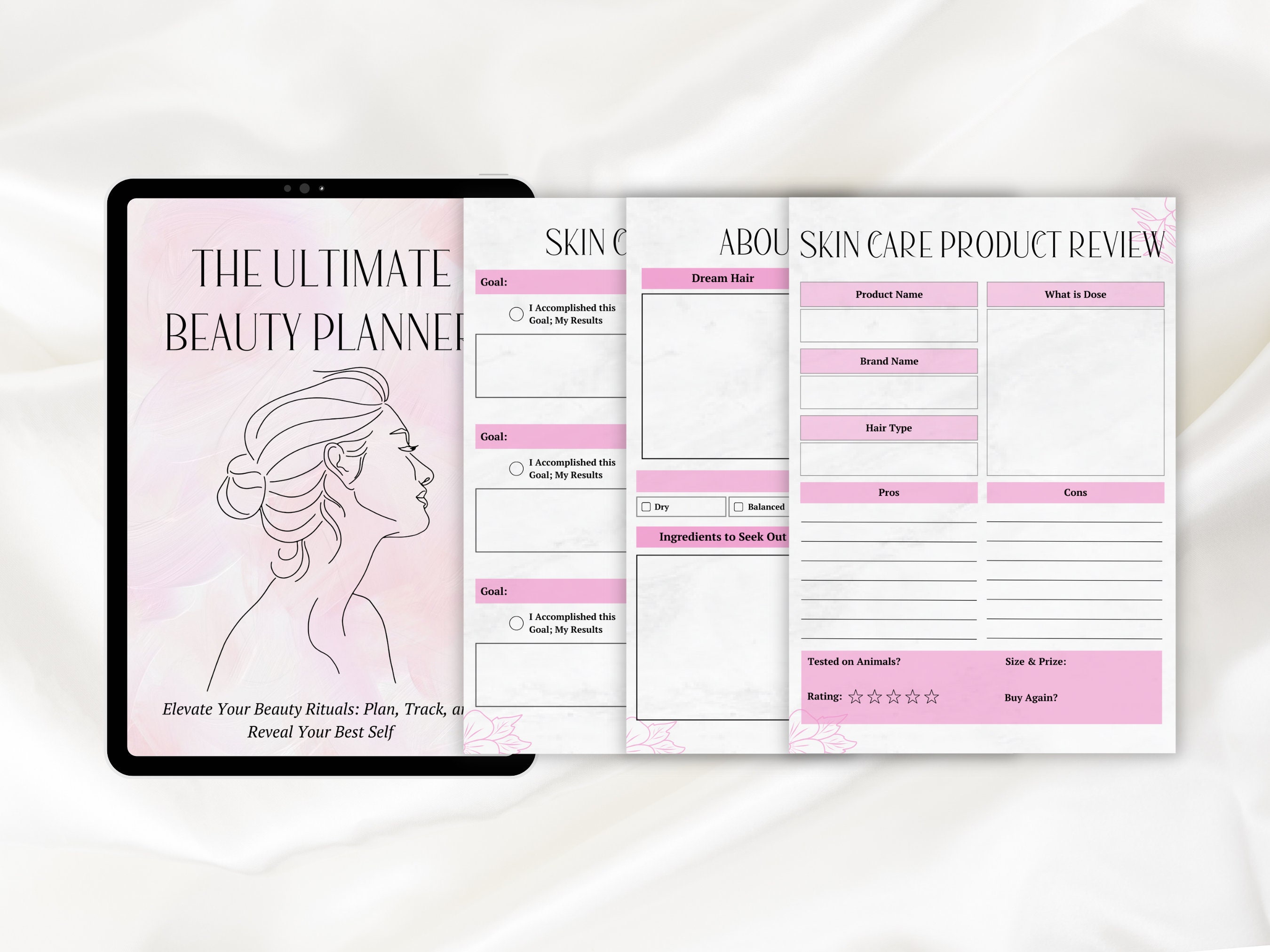 Printable Beauty Planner Skin-care Tracker Beauty Journal Woman ...