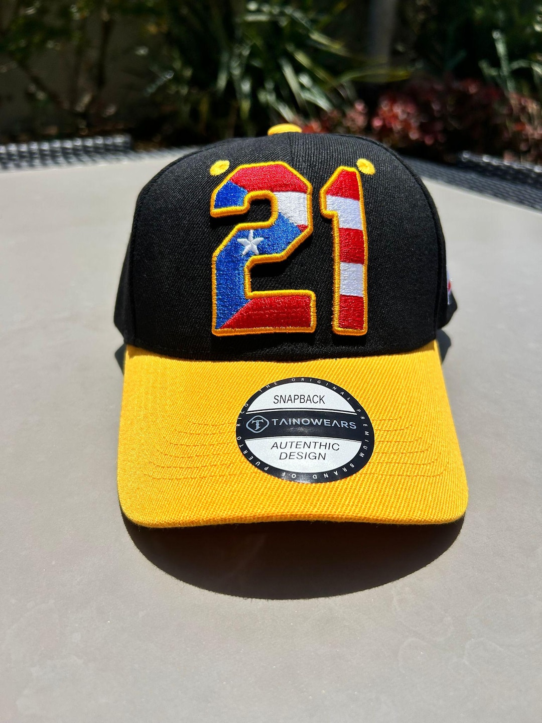 Clemente 21 Trucker Hat – 5D Embroidered Puerto Rico Flag, Yellow ...