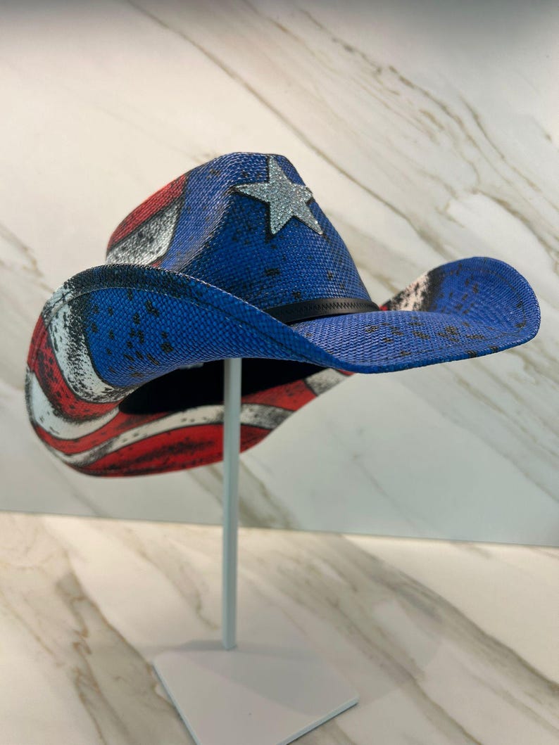 Puerto Rico Cowboy Hat for Women Rhinestone Start, Straw Western ...