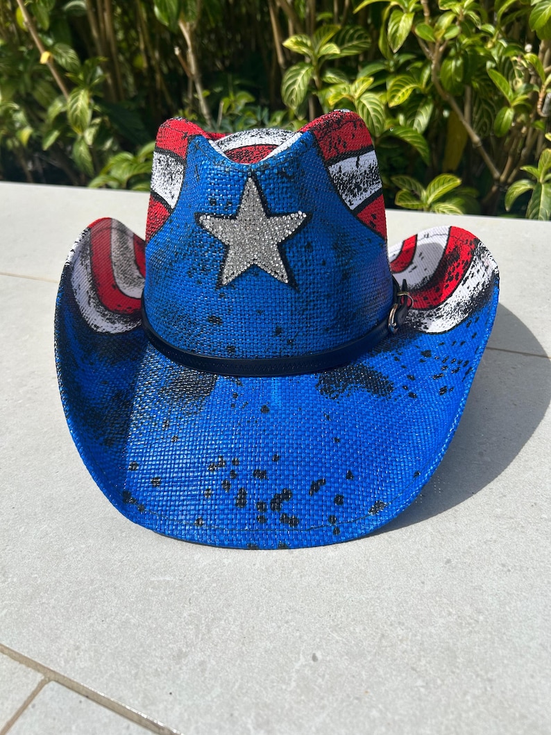 Puerto Rico Cowboy Hat for Women Rhinestone Start, Straw Western ...