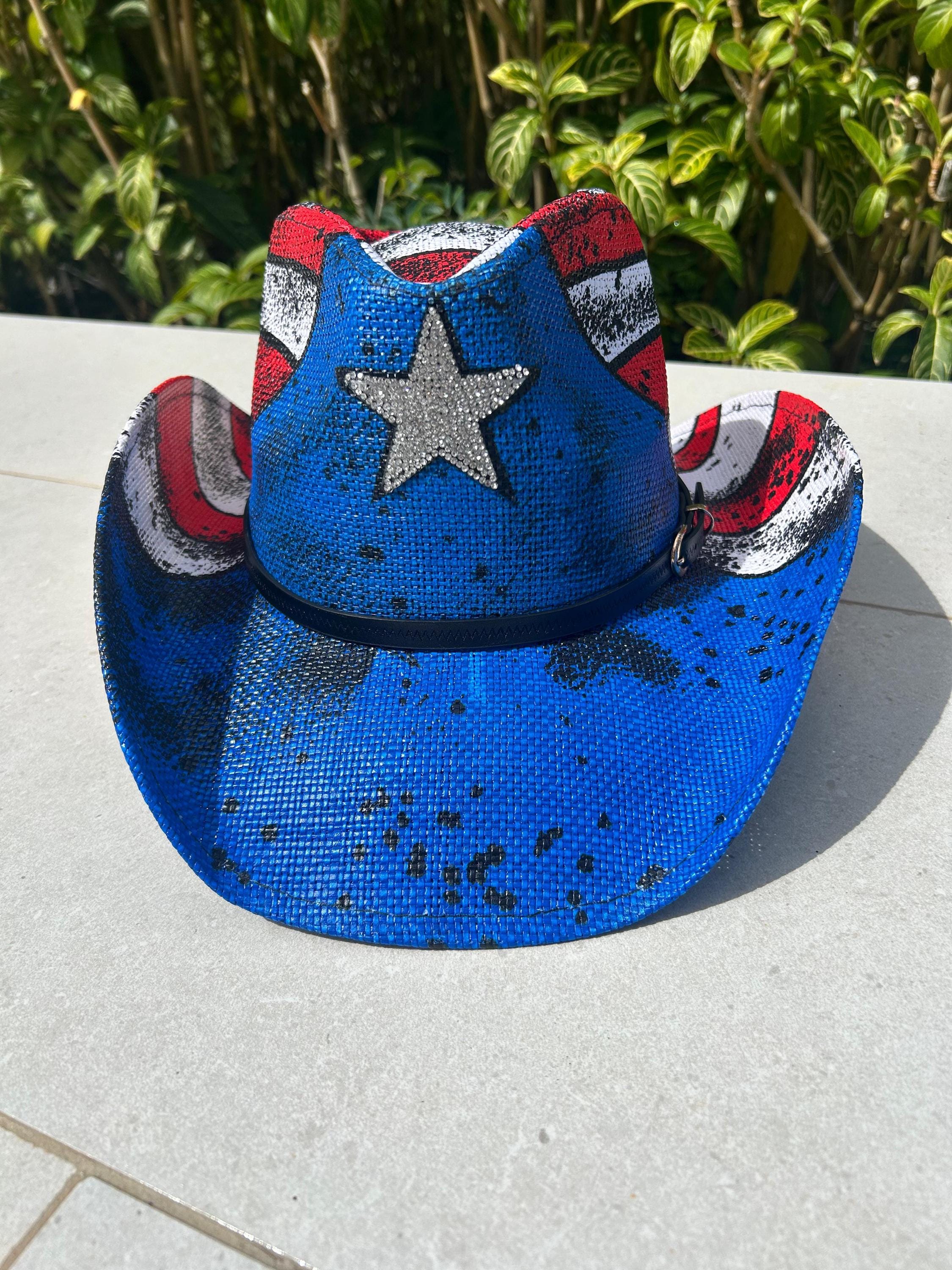 Handmade Puerto Rico Cowboy Hat: Rhinestone Star Straw Festival Outfit ...