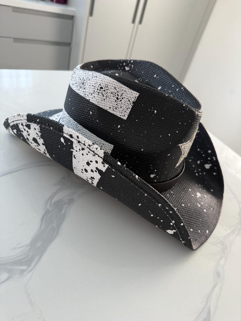 Black Rhinestone Star Cowboy Hat Western Festival Hat Black & White ...