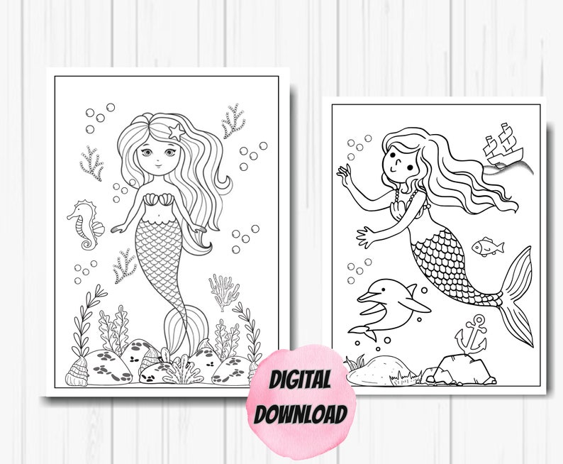 Unicorn, Mermaid, Fairy Kids Coloring Pages, Variety Pack Coloring ...