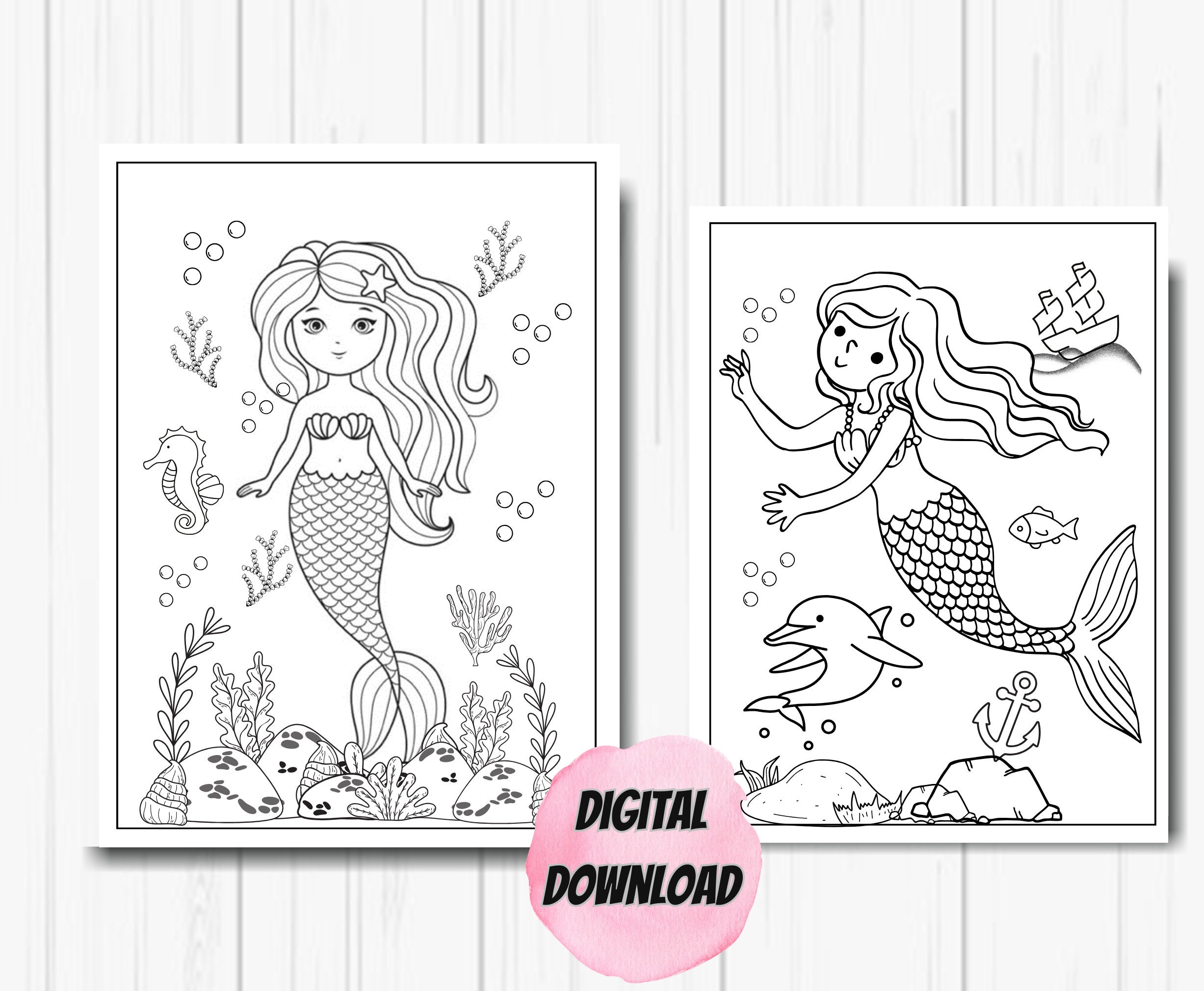 Unicorn, Mermaid, Fairy Kids Coloring Pages, Variety Pack Coloring ...