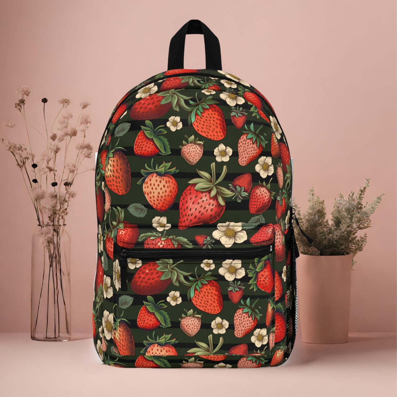 Strawberries Backpack, Cottagecore Fruit Backpack, Fan of Strawberries ...