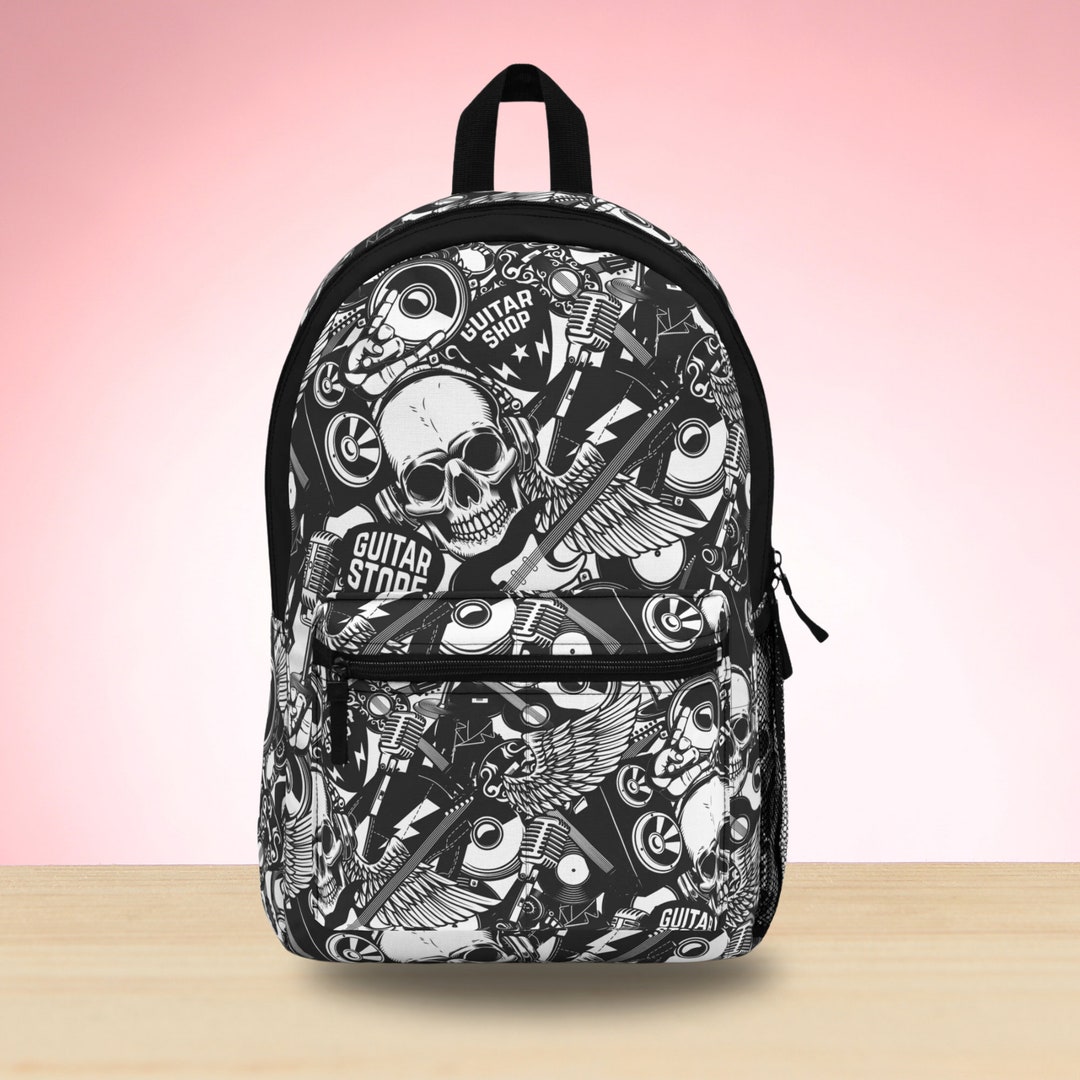 Graffiti Goth Backpack, Gothic Guitar Backpack, Guitar Lovers Backpack ...