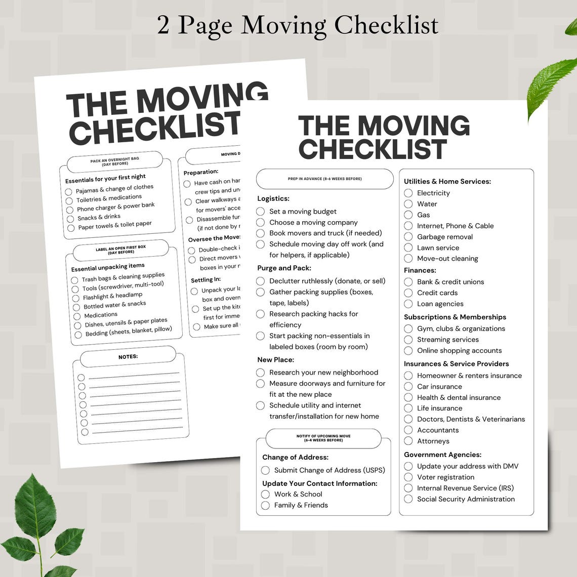 Moving Checklist Planner: Printable Weekly Tasks (digital Download ...