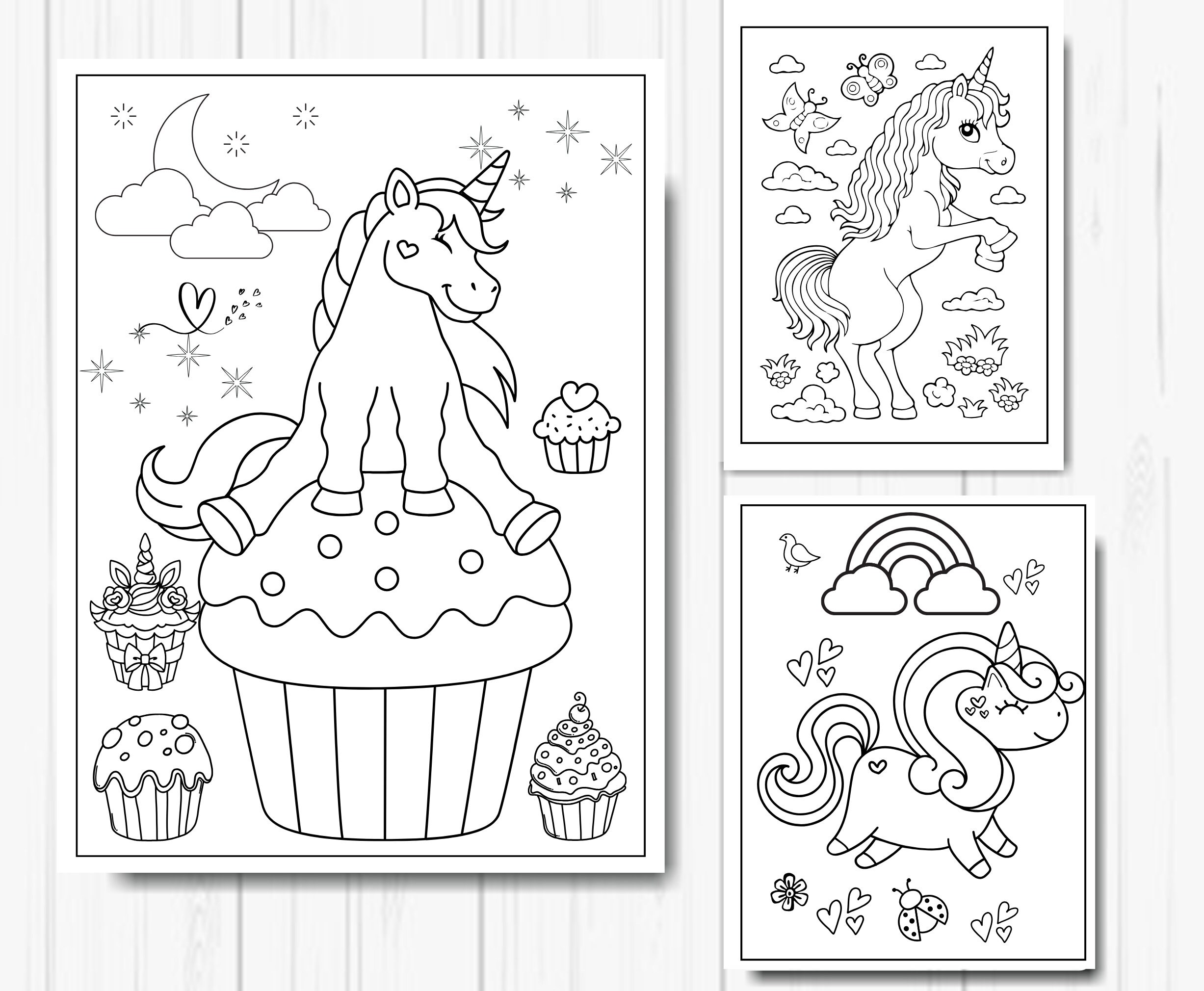 Unicorn, Mermaid, Fairy Kids Coloring Pages, Variety Pack Coloring ...