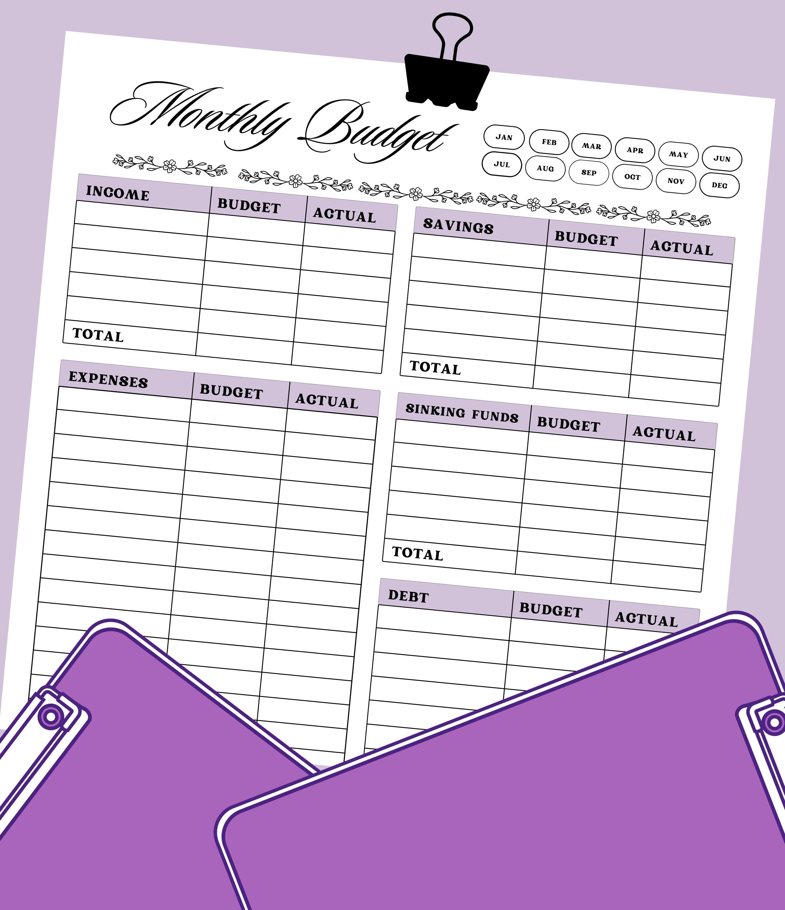 Monthly Budget Planner: Single Page Checklist (digital Download ...