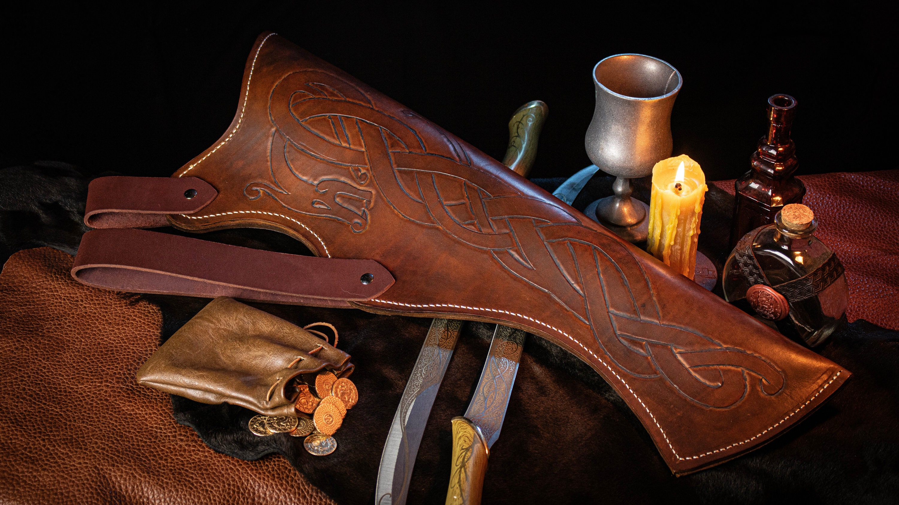 Medieval Viking Side Quiver for Arrows and Archery for Left Hand and ...