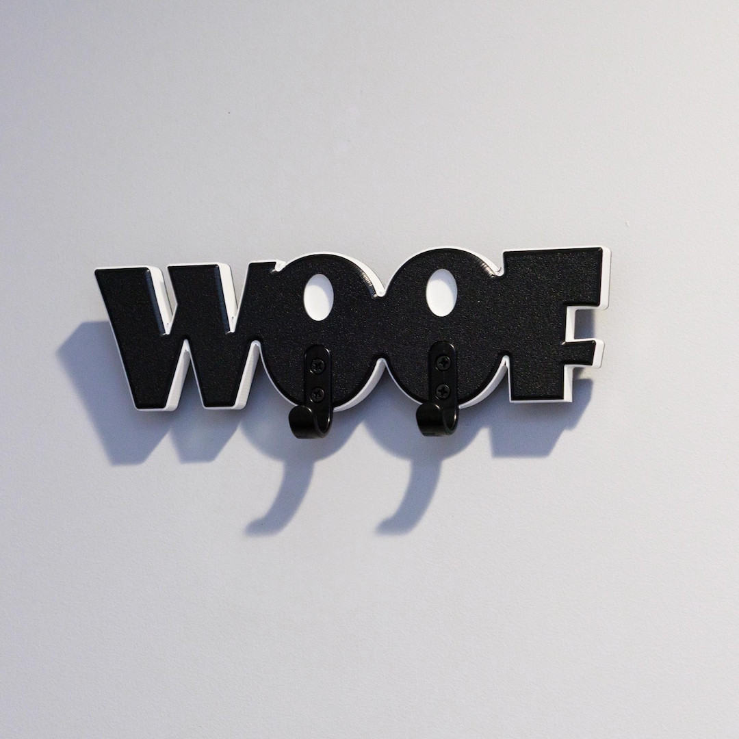WOOF Dog Leash & Key Holder – Wall Mount Pet Storage Sign - Etsy