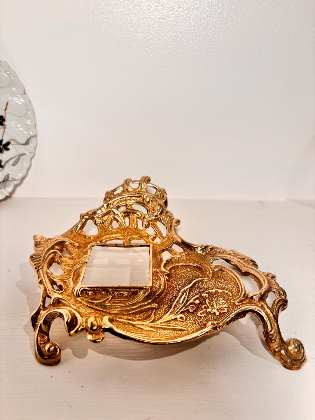 Vintage Brass Ornate Inkwell Holder - Etsy
