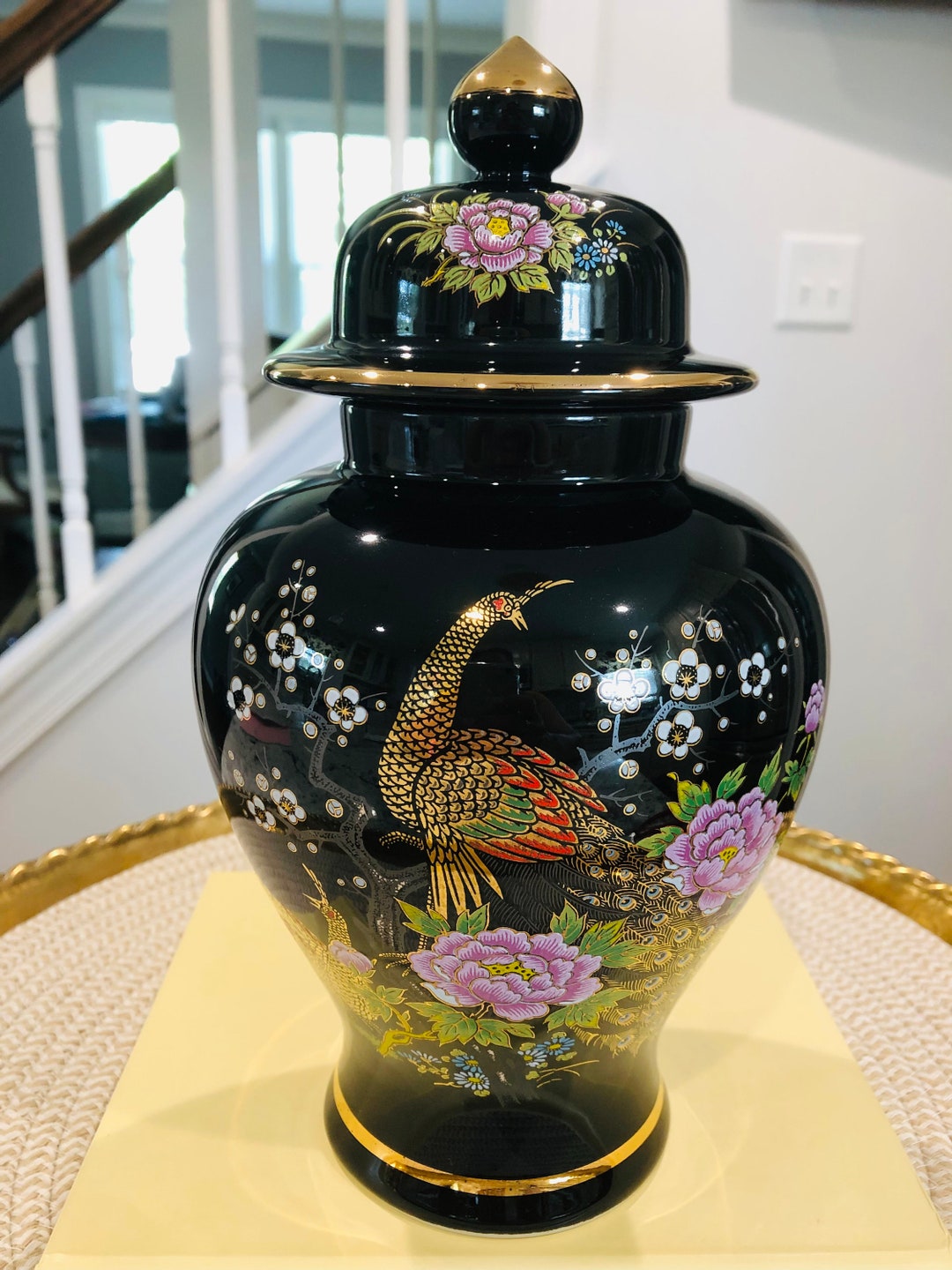 Japanese Peacock Floral With Gold Trim Ginger Jar - Etsy