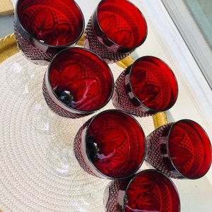 Vintage Ruby Red and Crystal Goblets (set of 7) - Etsy