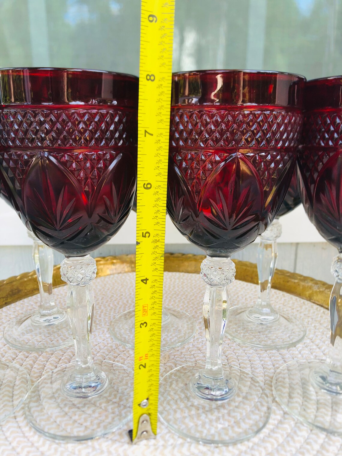 Vintage Ruby Red and Crystal Goblets (set of 7) - Etsy