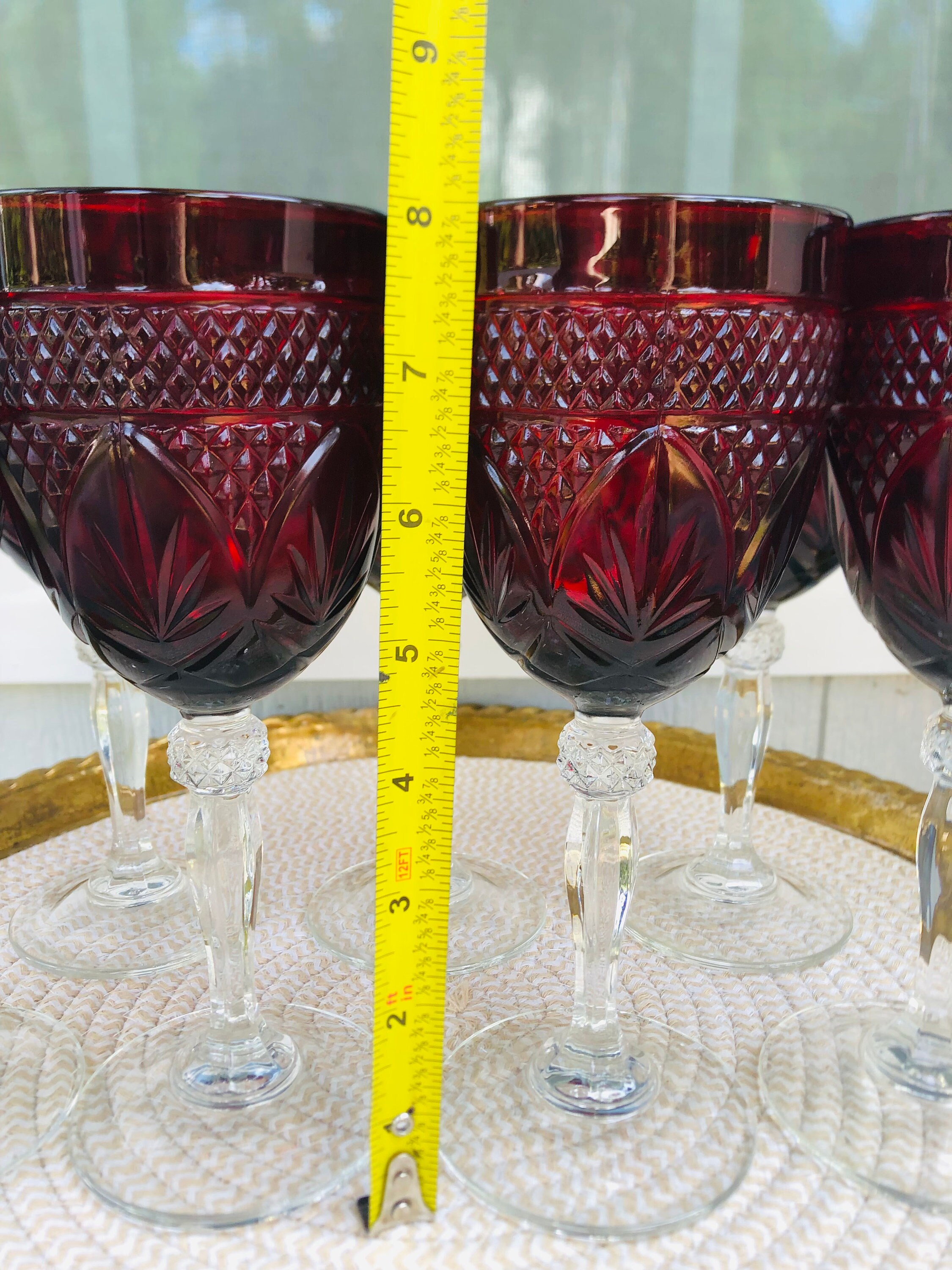Vintage Ruby Red and Crystal Goblets (set of 7) - Etsy