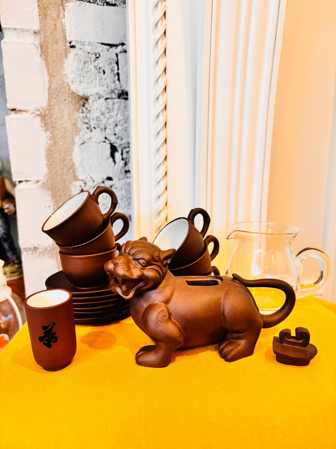 Vintage Oriental Brown Tea Set - Etsy