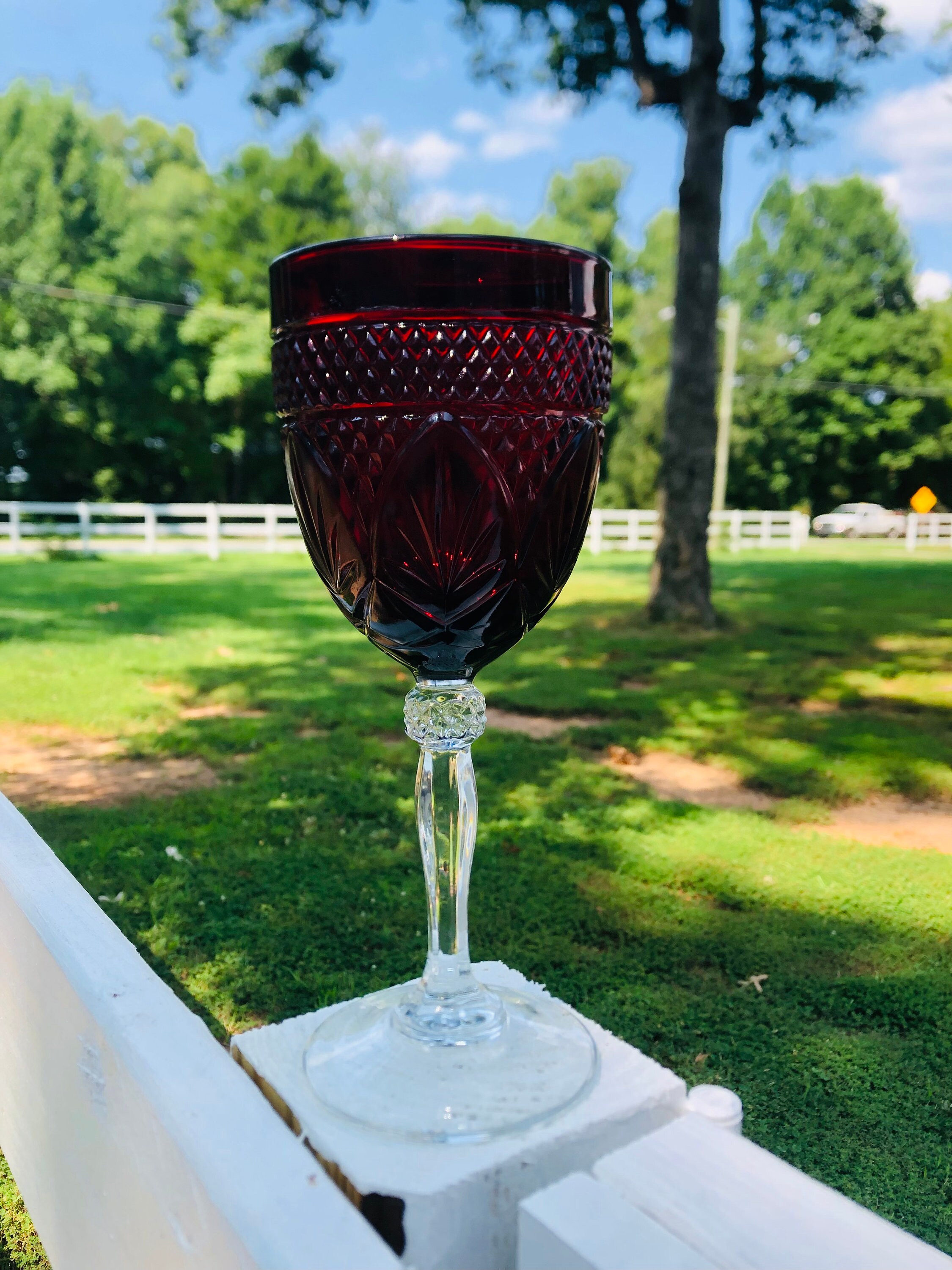 Vintage Ruby Red and Crystal Goblets (set of 7) - Etsy