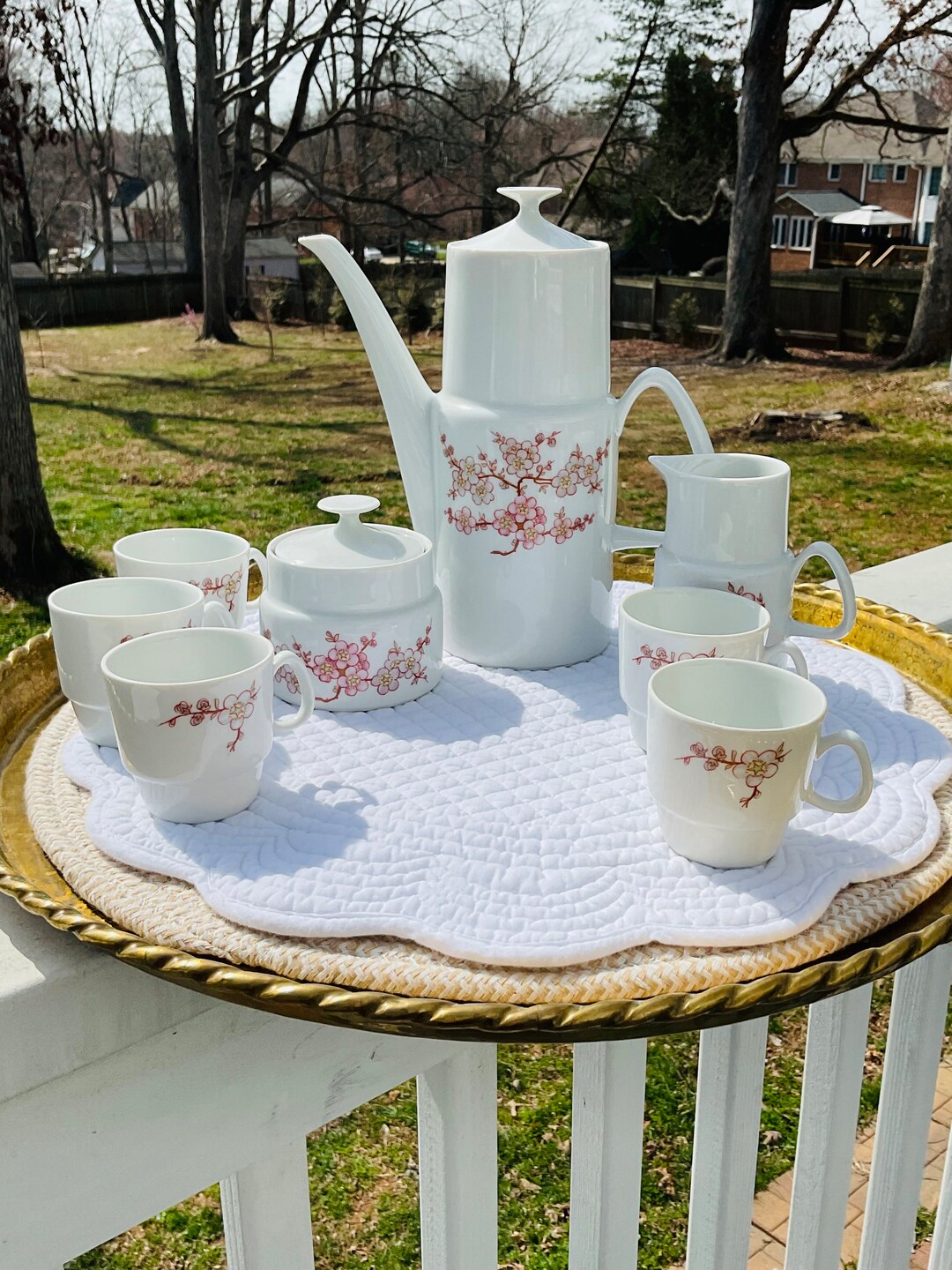 Vintage Cherry Blosoom Porcelain Tea Set by Epiag DF - Etsy