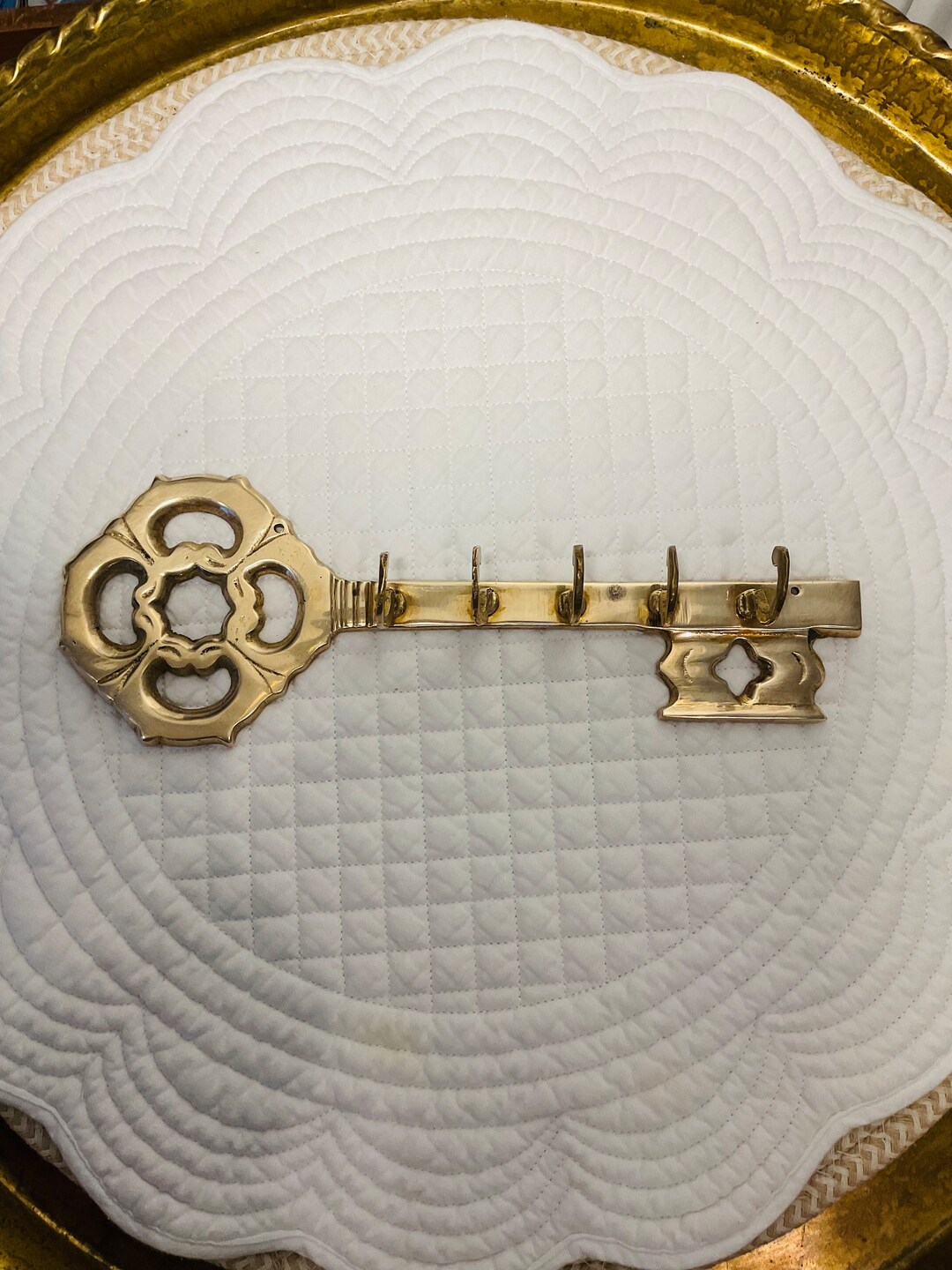 Vintage Brass Wall Mount Key Holder - Etsy