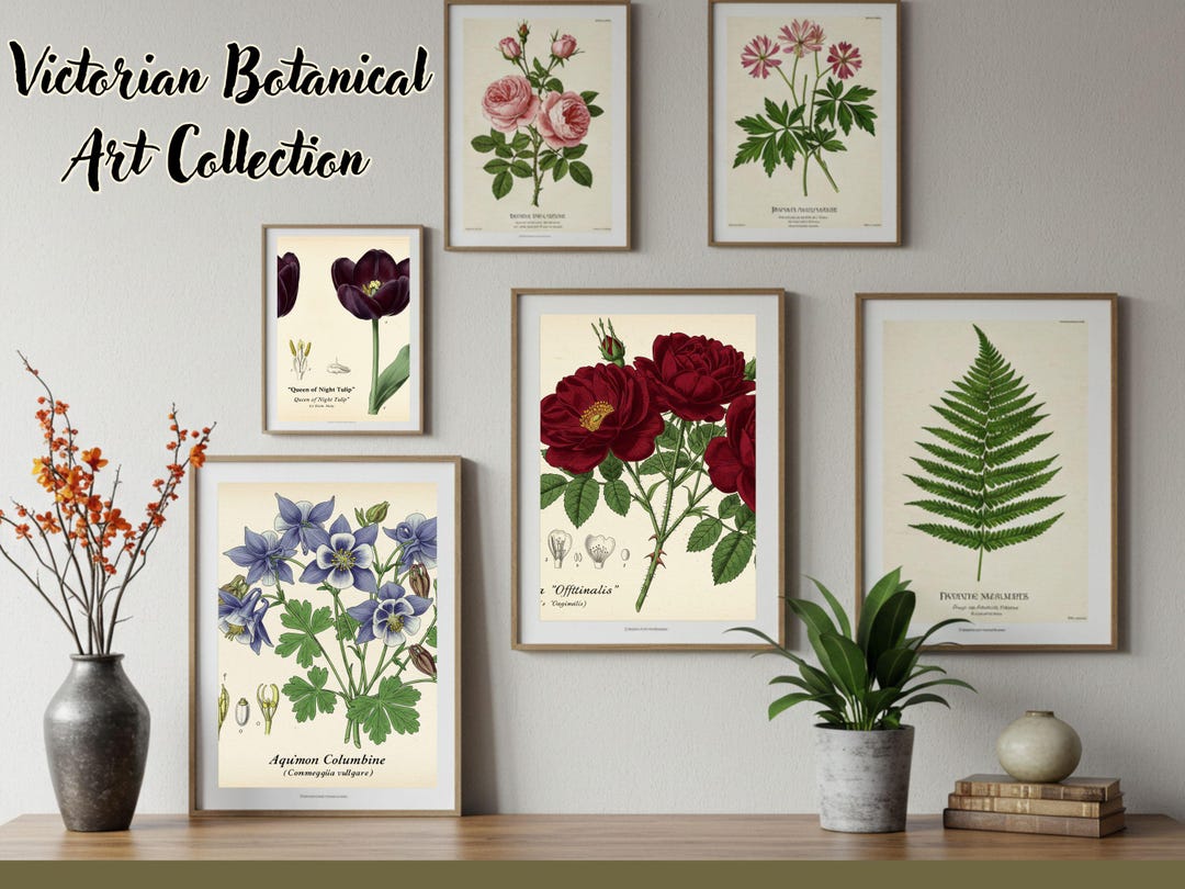 Victorian Botanical Prints | Set of 10 | Vintage Floral Art | Digital ...