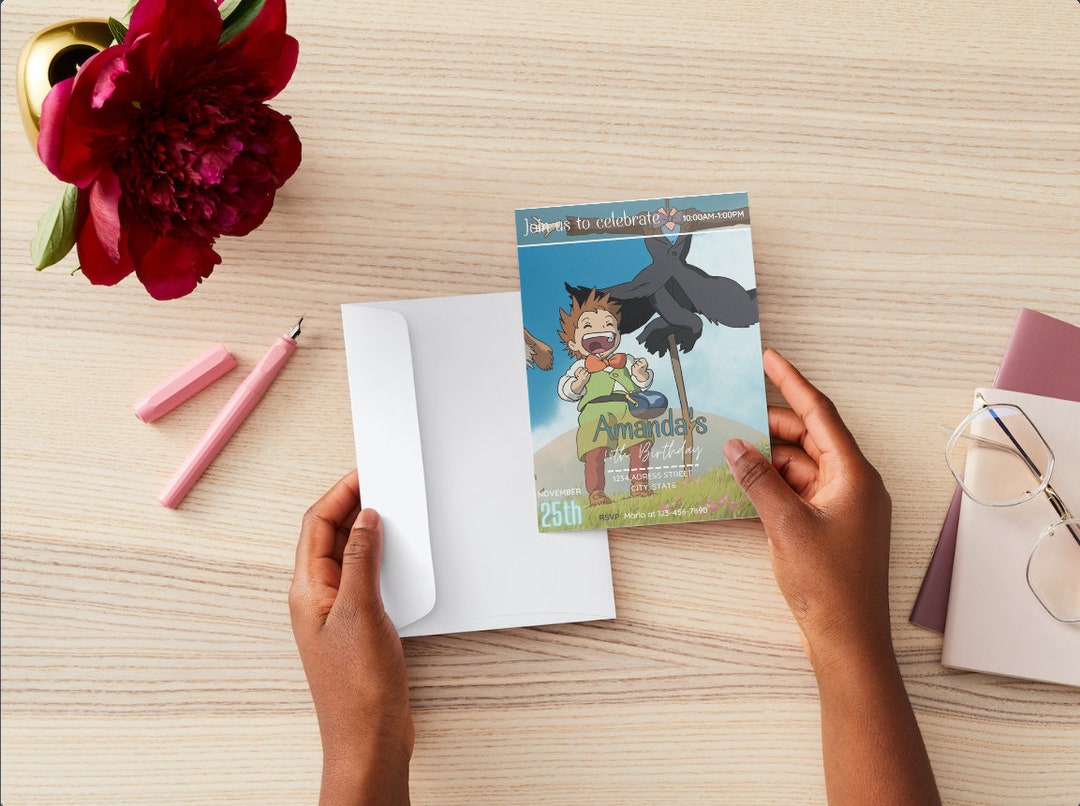 Studio Ghibli Howls Moving Castle Birthday Invitation Party, Canva ...