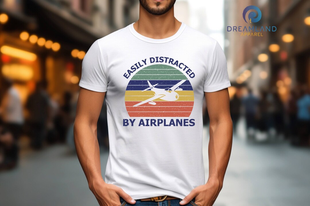 Easily Distracted by Airplanes T-shirt, Funny Pilot Shirt, Flying Shirt ...