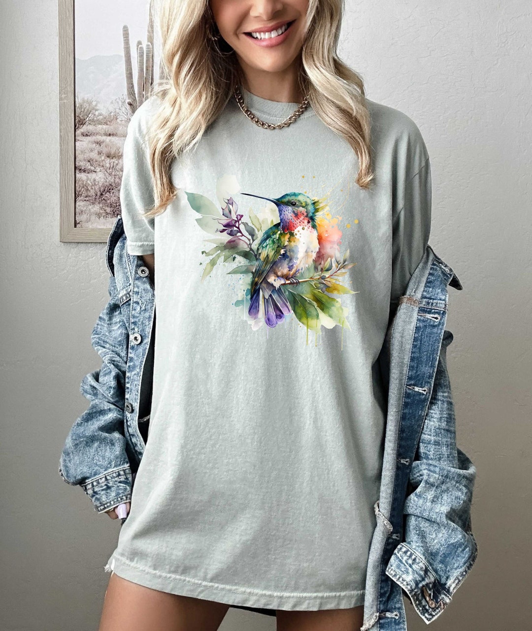 Floral Hummingbird Shirt, Comfort Colors Tee, Animal Lover Tee, Bird ...
