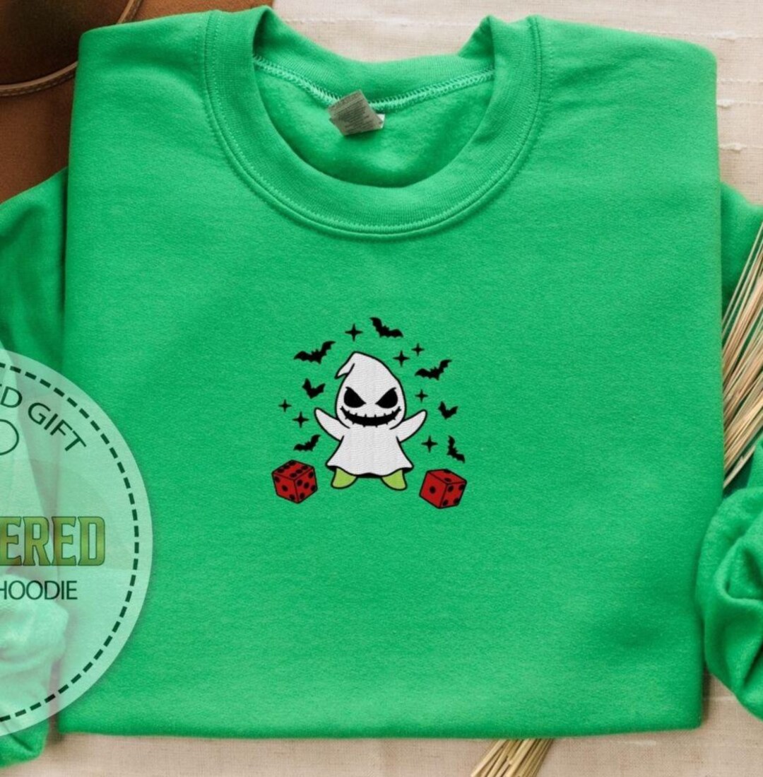 Embroidery Oogie Boogie Ghost Halloween Dice Sweatshirt, Disneyland ...