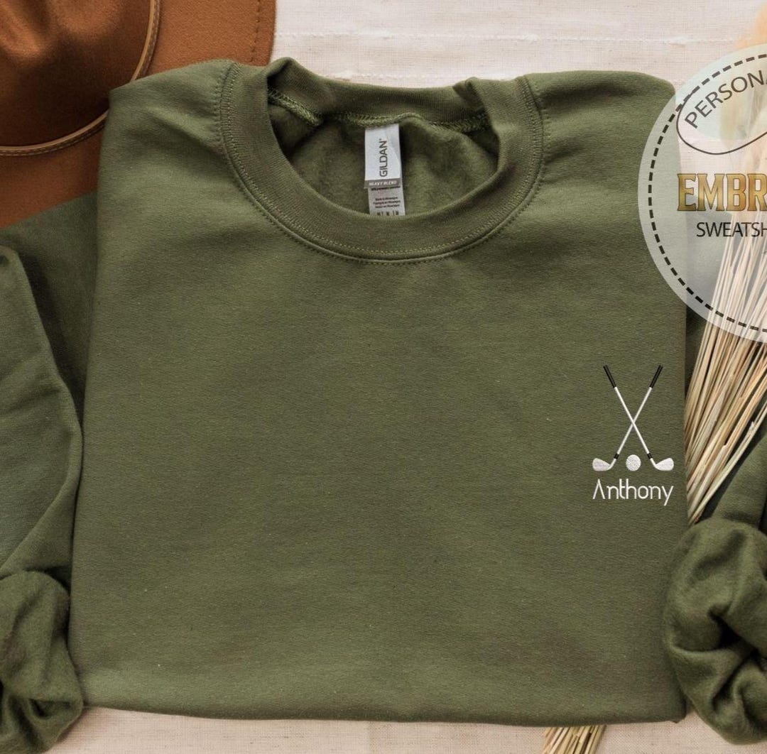 Personalized Golf Embroidery Sweatshirt, Golfer Name Hoodie, Crossed ...