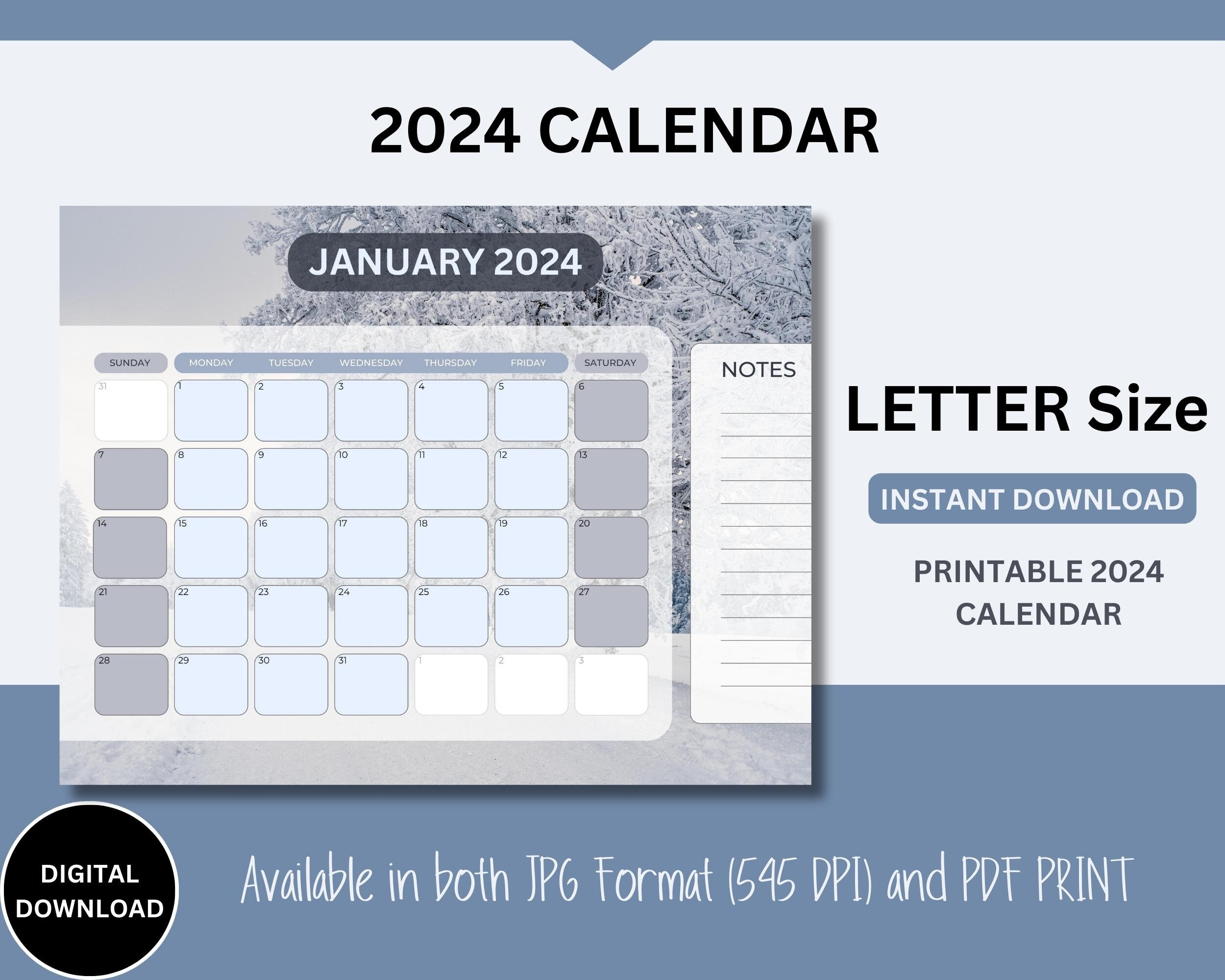 2024 Calendar Bundle Printable Landscape Monthly Calendars 2023-2024 ...