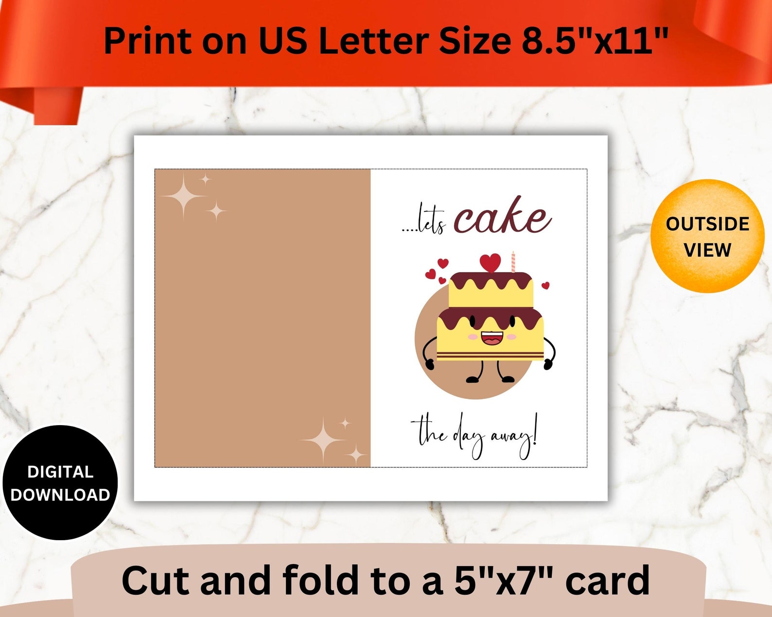 Printable Birthday Card, Digital Downloadable Happy Birthday Card ...