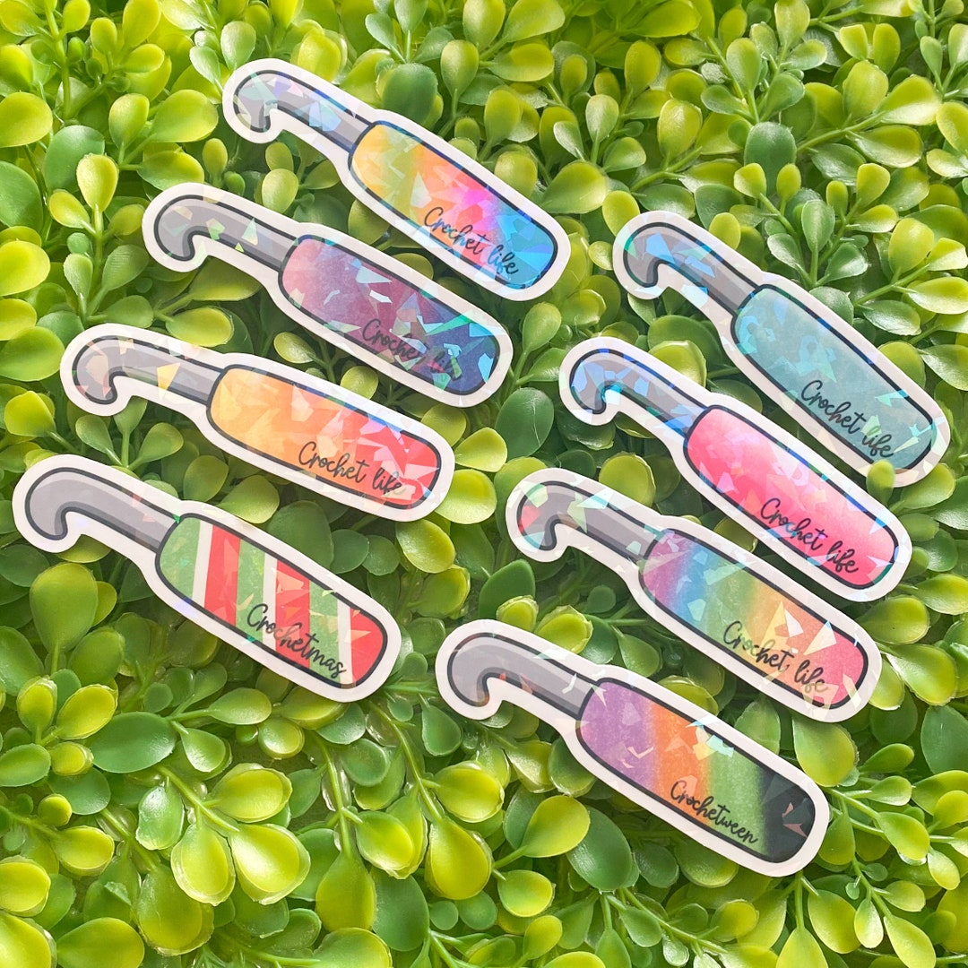 Holographic Crochet Sticker Crocheter Sticker Yarn Sticker Crochet Lady ...