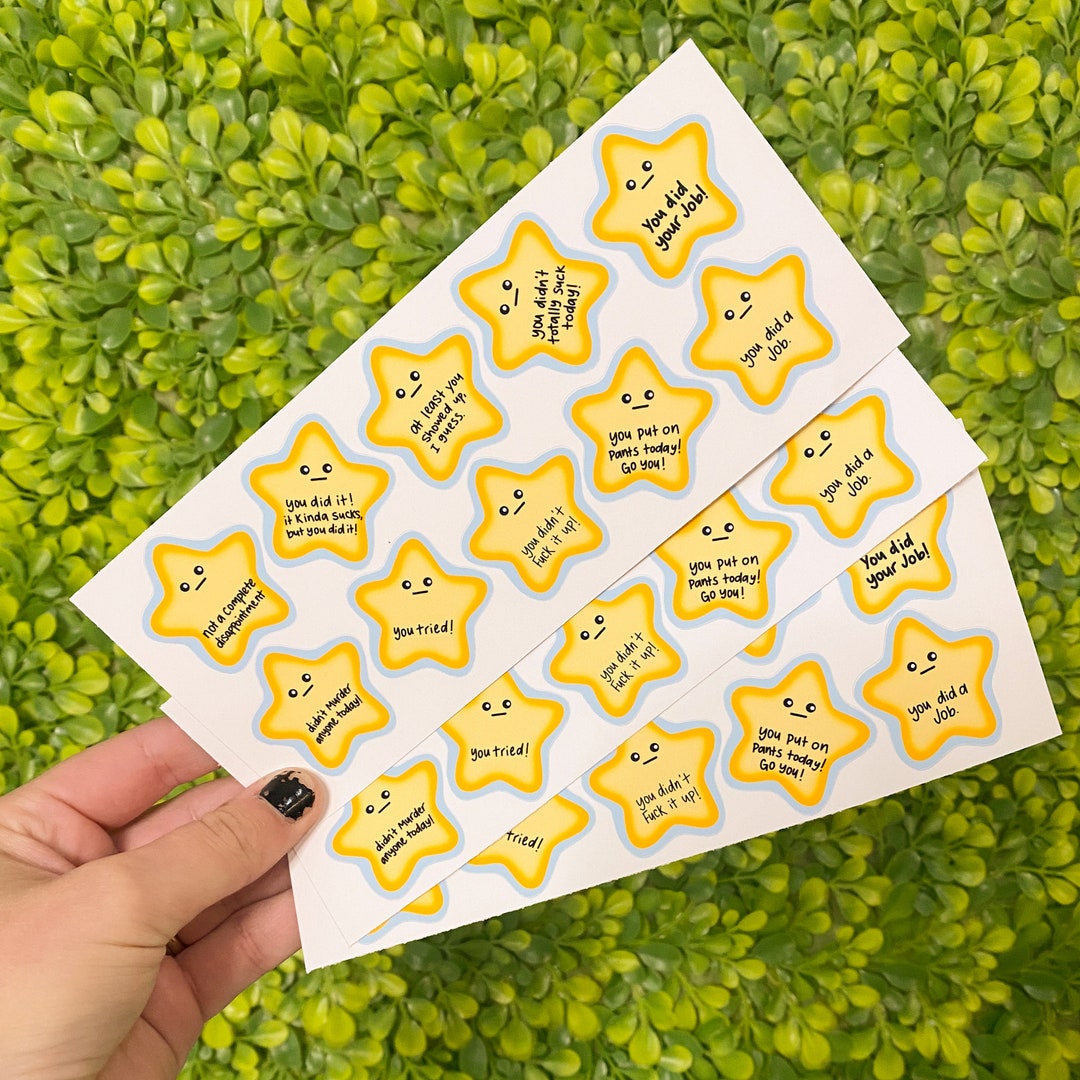 Gold Star Sticker Sheet Funny Sticker Snarky Sticker Job Sticker Work ...