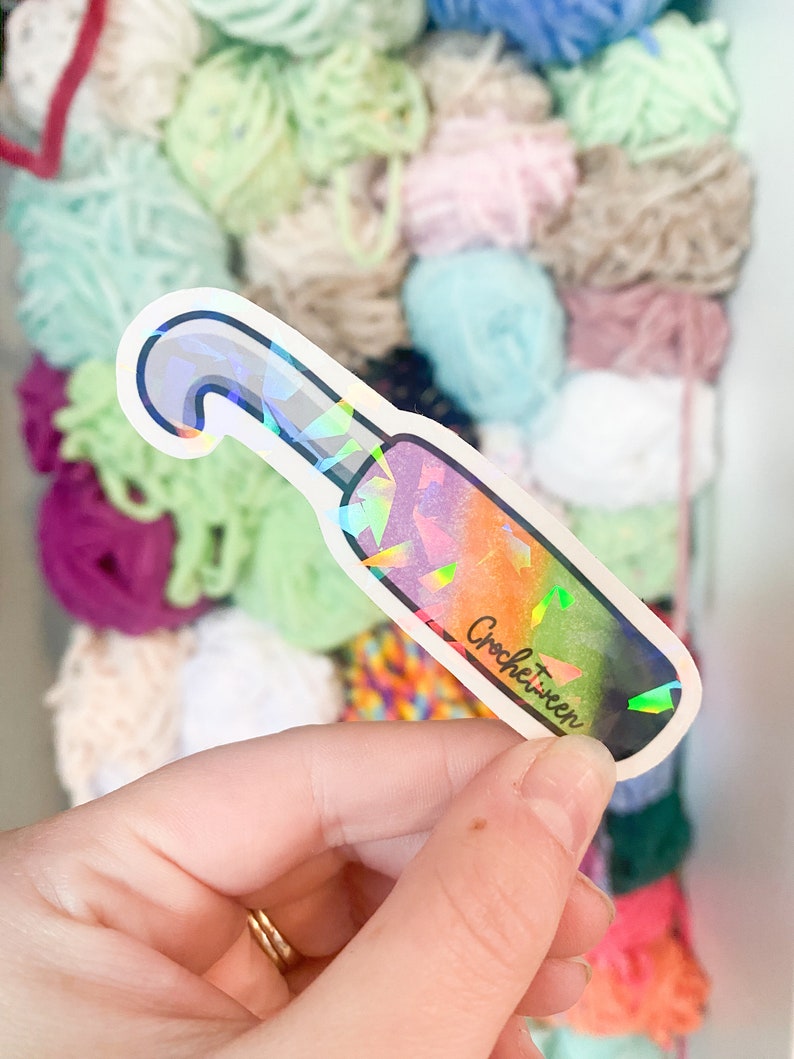 Holographic Crochet Sticker Crocheter Sticker Yarn Sticker Crochet Lady ...