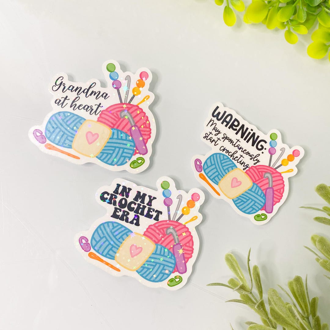 Crochet Sticker Holographic Yarn Sticker Sticker Fiber Artist Sticker ...