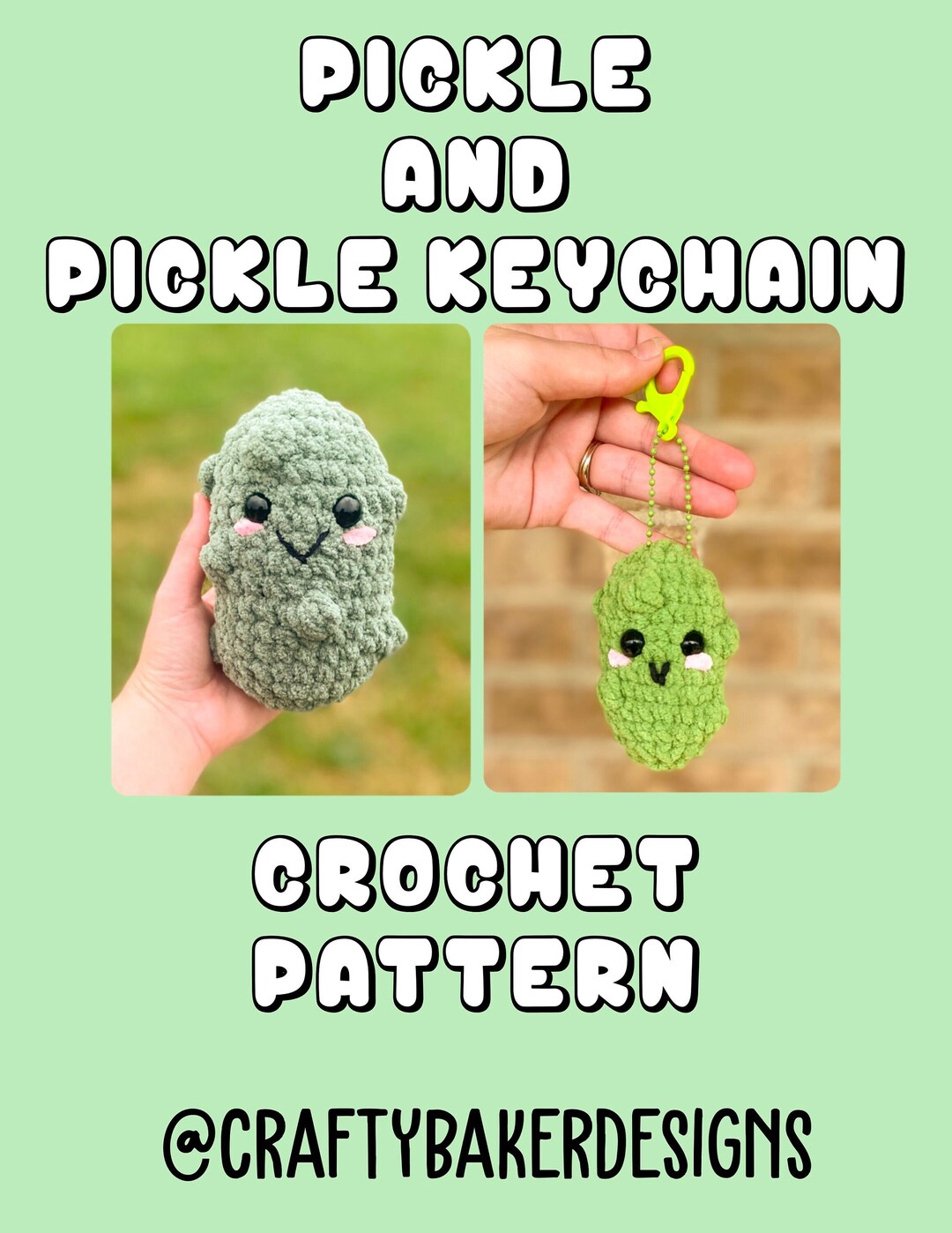 No Sew Pickle Crochet Pattern Pickle Keychain Pickle Pattern Crochet ...