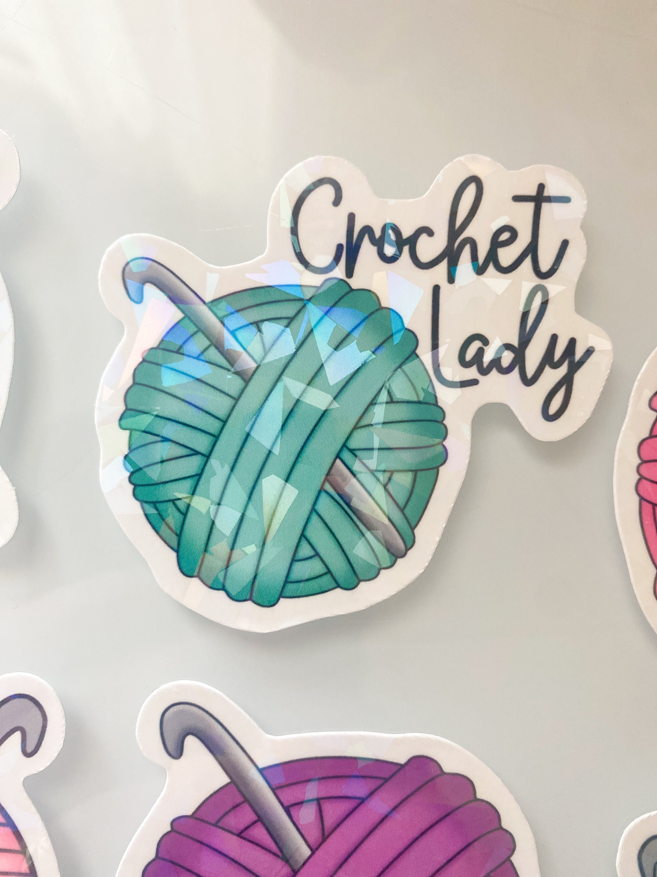 Holographic Crochet Sticker Crocheter Sticker Yarn Sticker Crochet Lady ...