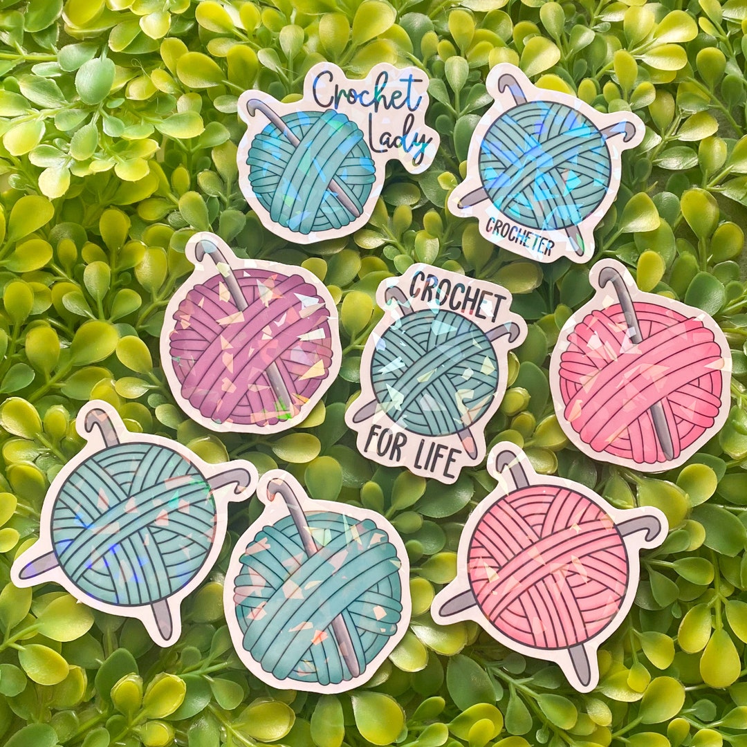 Holographic Crochet Sticker Crocheter Sticker Yarn Sticker Crochet Lady ...
