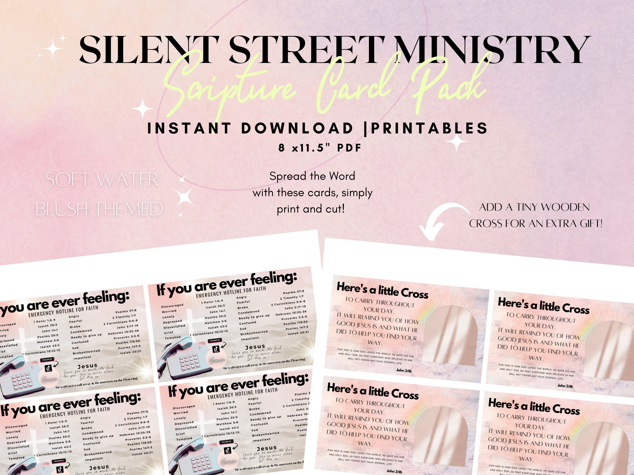 Silent Street Ministry Cards Bible Verse Kit Scripture Card Printable ...