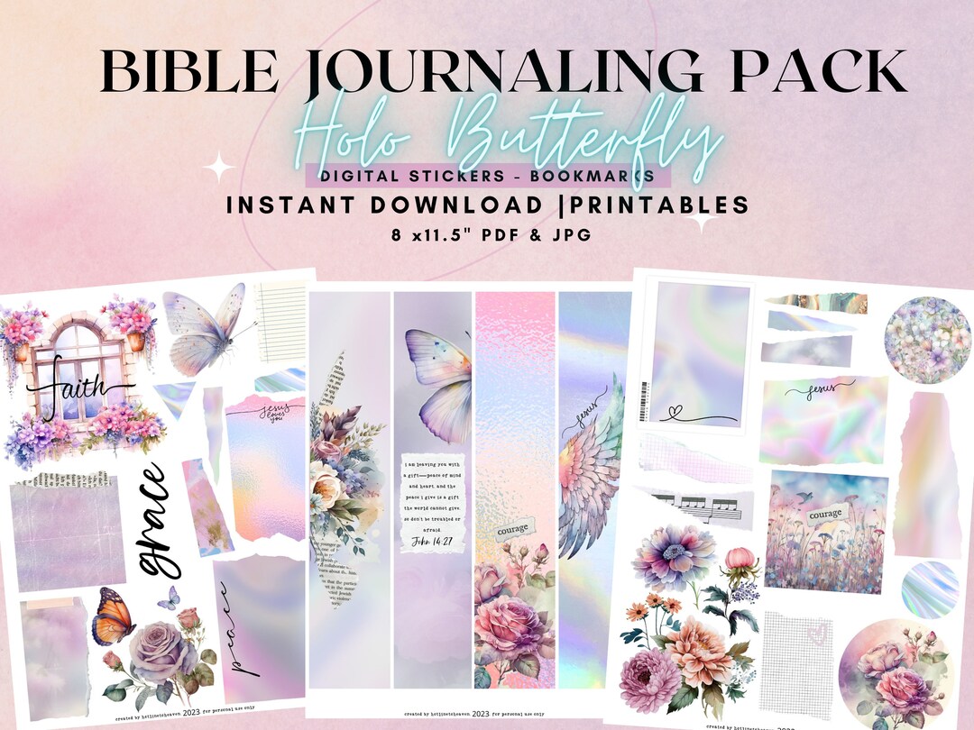 Bible Journaling Digital Stickers & Bookmarks | Bible Art Printables ...