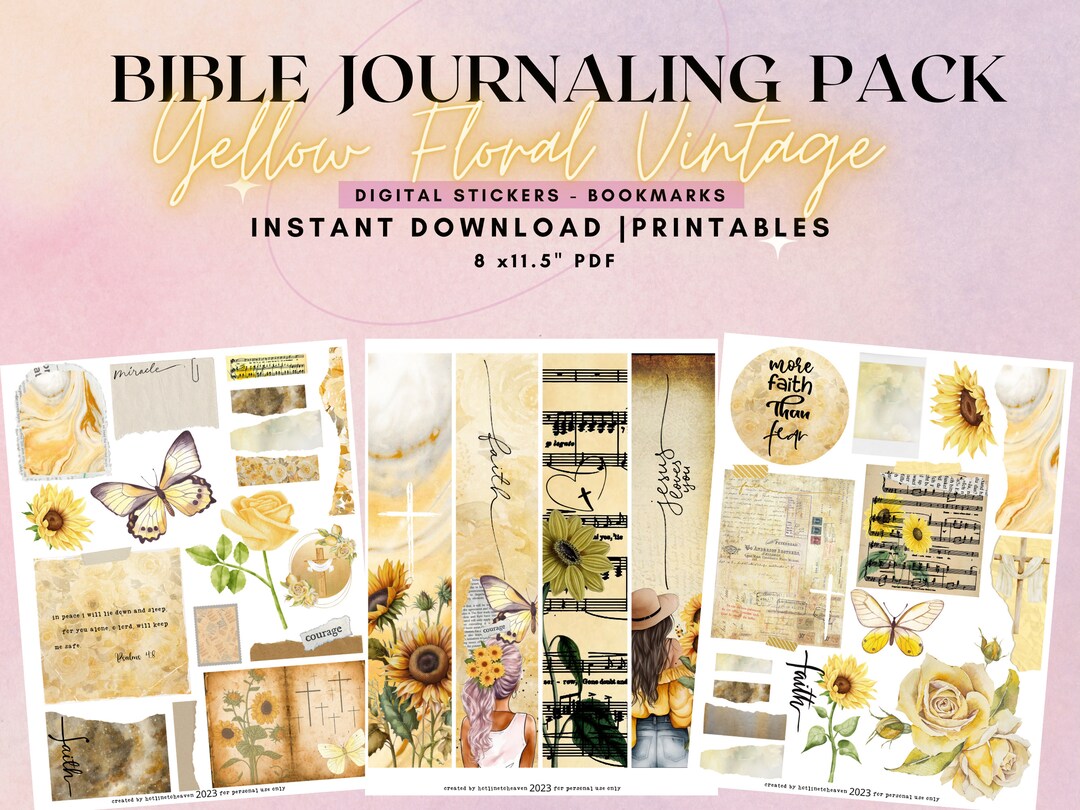 Bible Journaling Digital Stickers & Bookmarks | Bible Art Printables ...