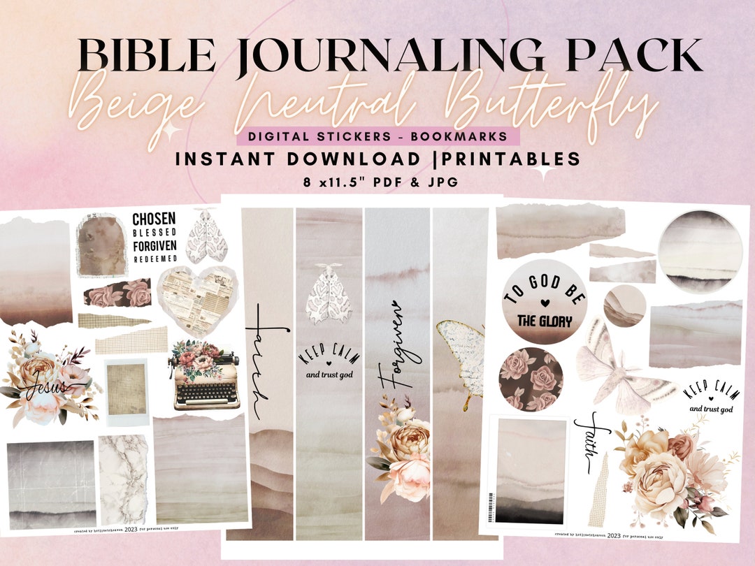 Bible Journaling Digital Stickers & Bookmarks | Bible Art Printables ...