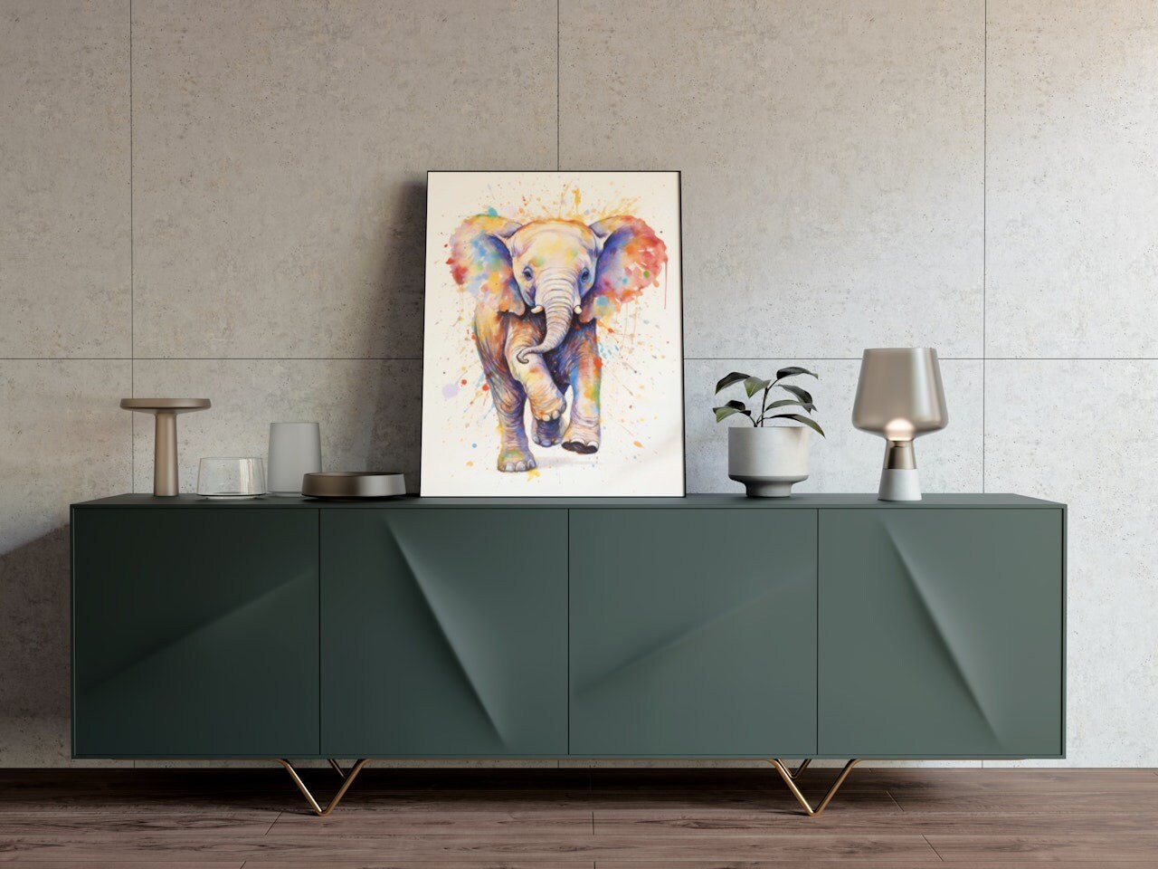 Elephant Wall Art Elephant Painting Impressionist Art Animal Living ...