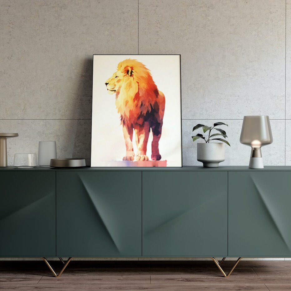 Lion Wall Art for Living Room Lion Painting Impressionist Art Animal ...
