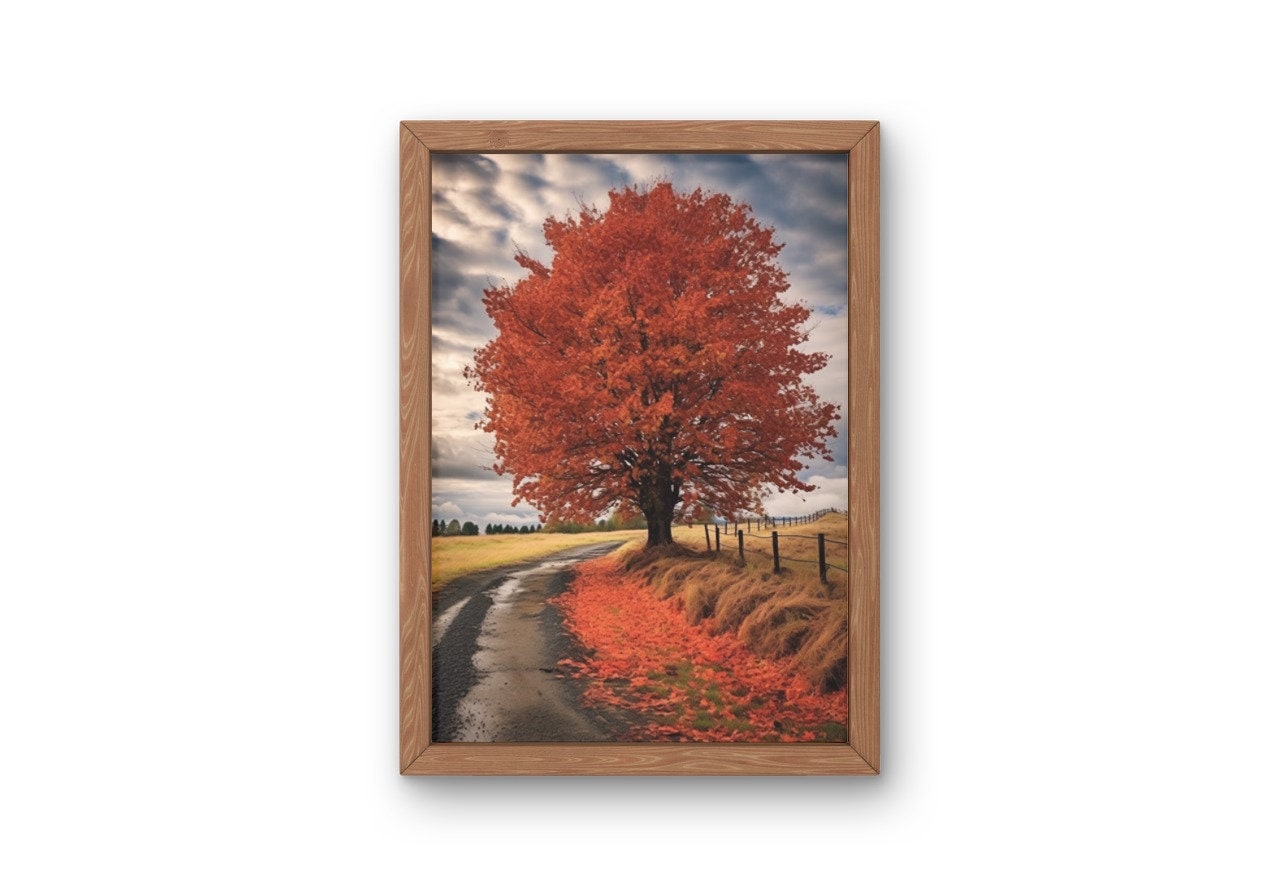 Red Maple Tree Wall Art for Living Room Painting Impressionist ...
