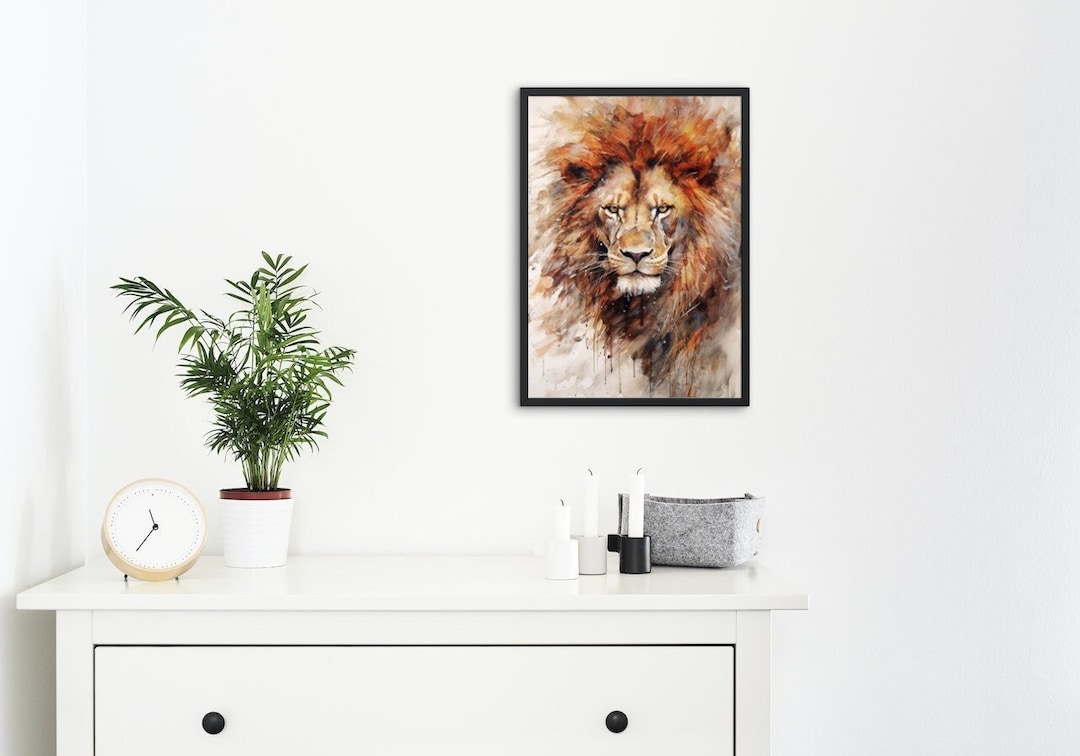 Lion Wall Art for Living Room Lion Painting Impressionist Art Animal ...