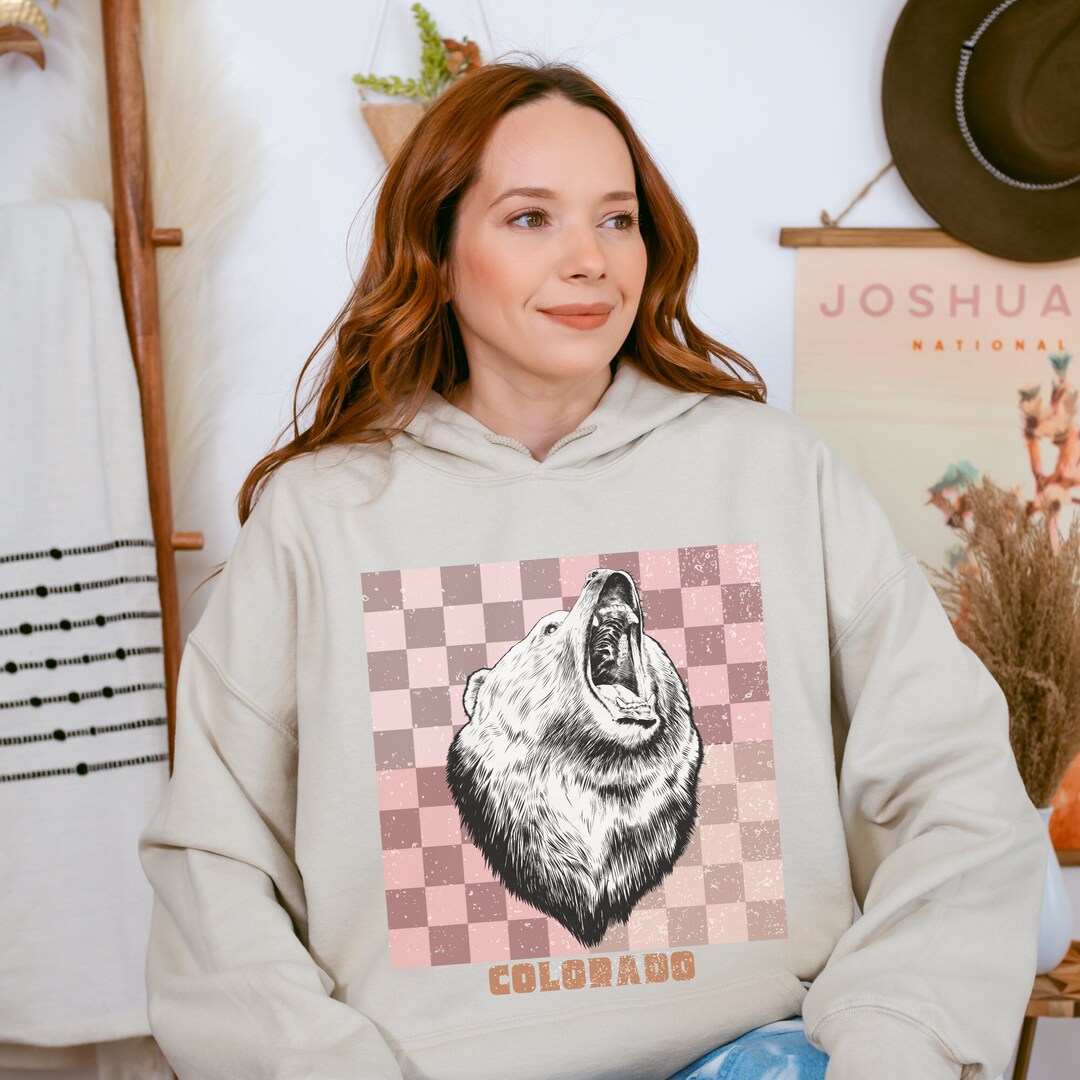 Bearzilla Roaring Grizzly Bear Colorado Hoodie - Unisex, Retro, 90s ...