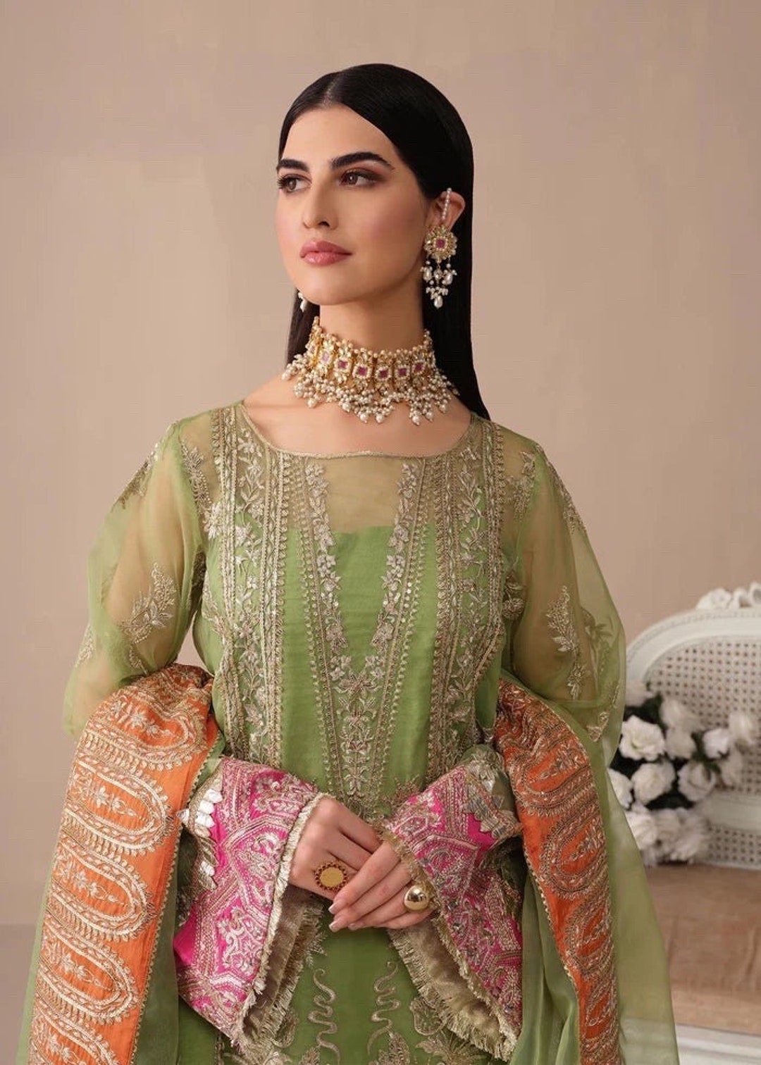 Traditional Pakistani 3-piece Dress Ready to Wear Original Afrozeh With ...
