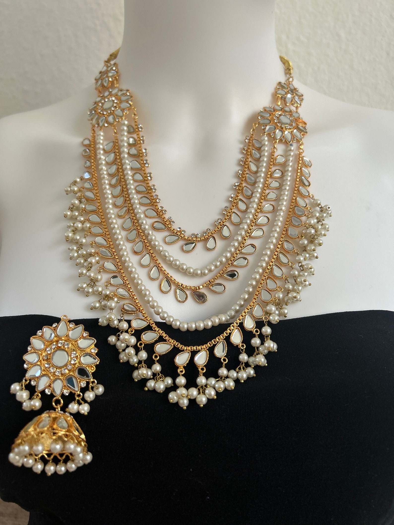 Golden Moti Mala | Pakistani Haar | Golden Pakistani Haar Juwellery - Etsy